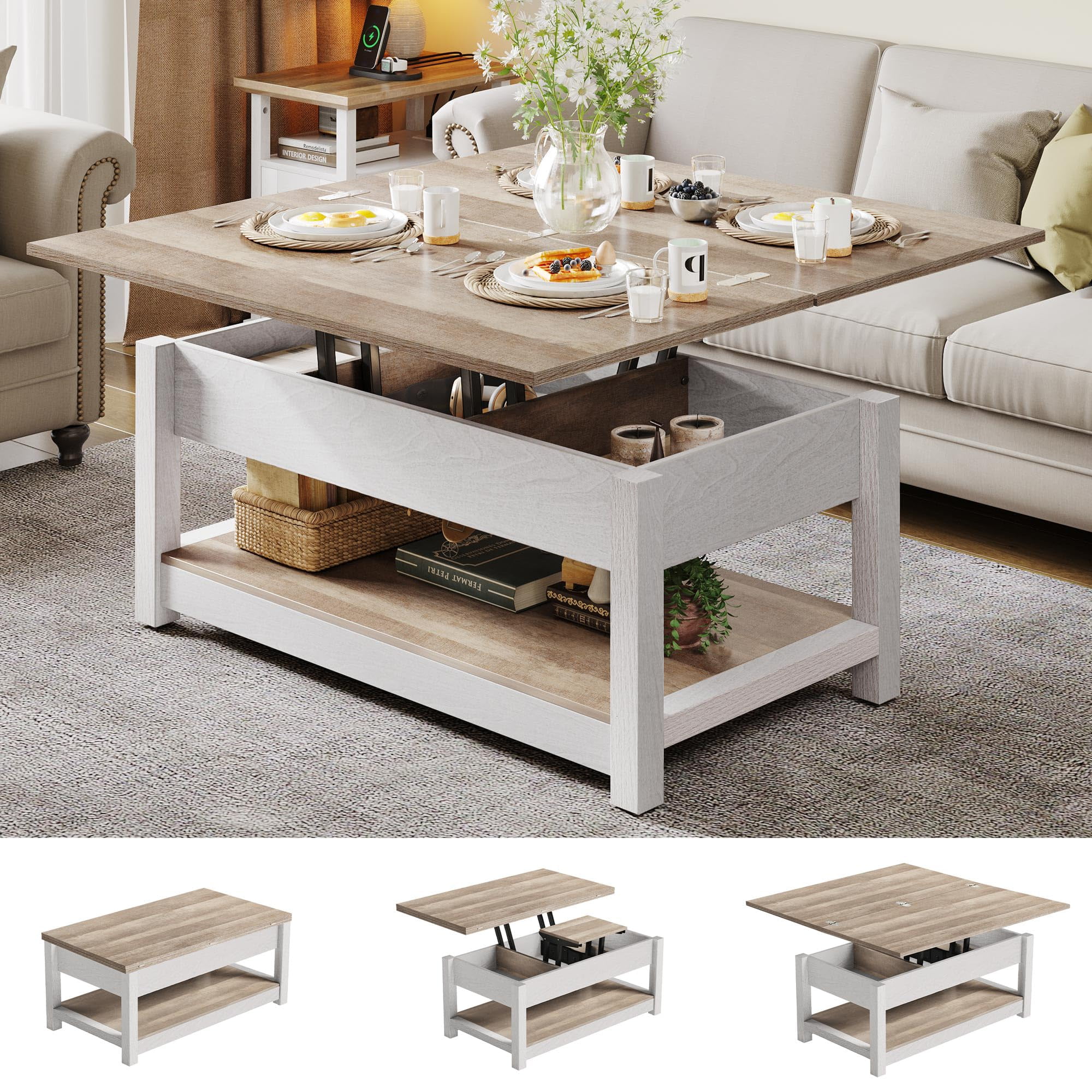 YITAHOME Lift Top Coffee Table, 3 in 1 Multi-Function Coffee Tables ...