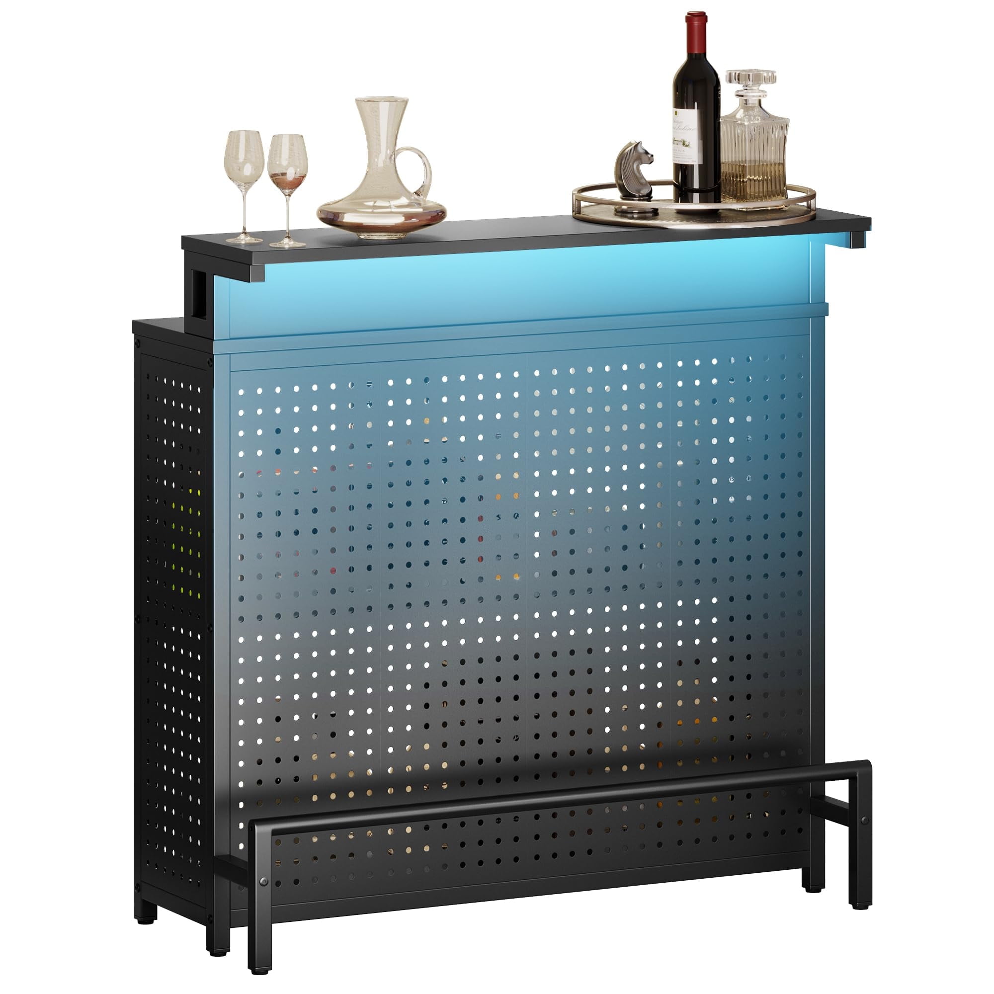 YITAHOME Mini Home Bar Unit with Music Sensing LED Light, Liquor Wine ...