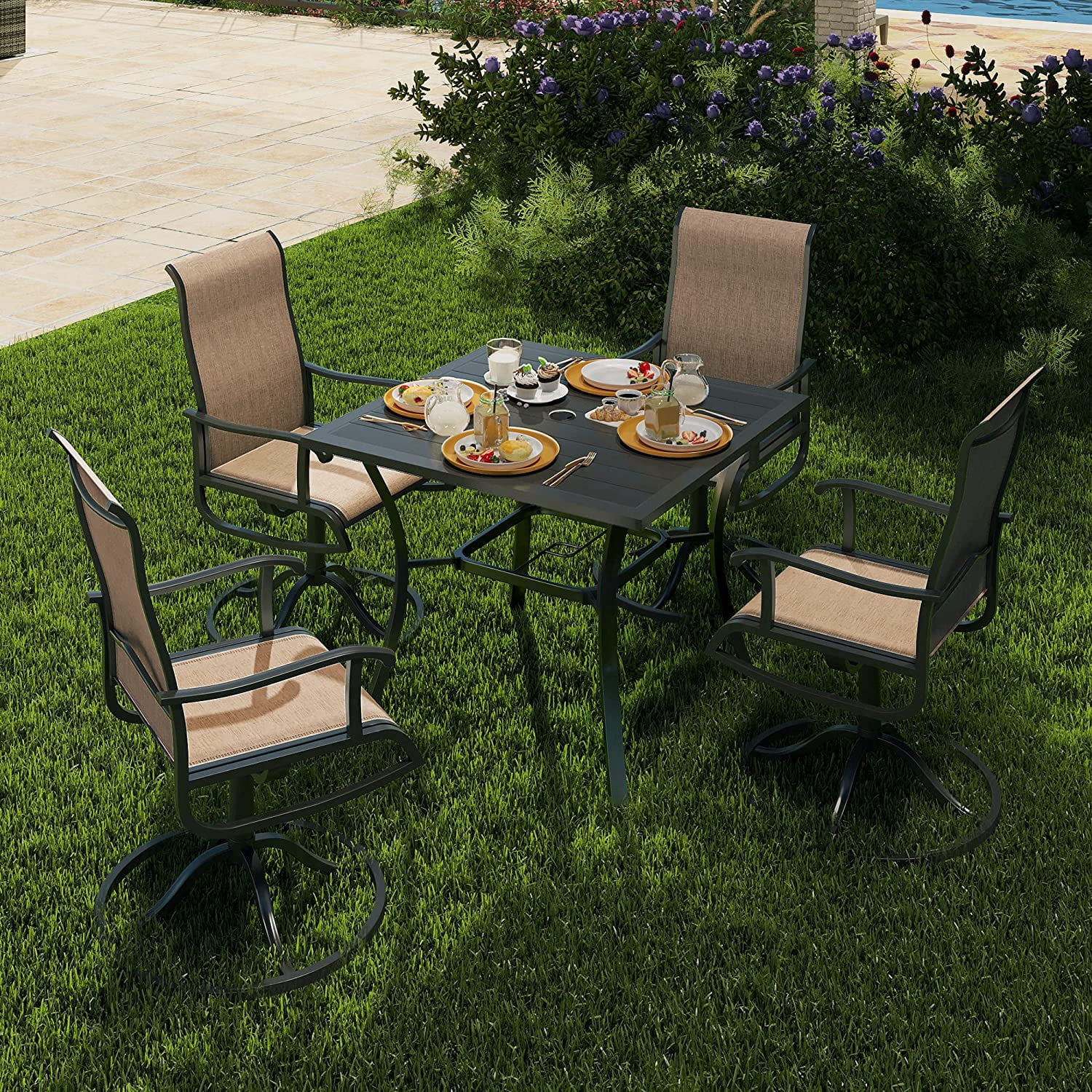 Dextrus Patio Dining Set, 5Pcs Outdoor Patio Furniture Dining Set ...