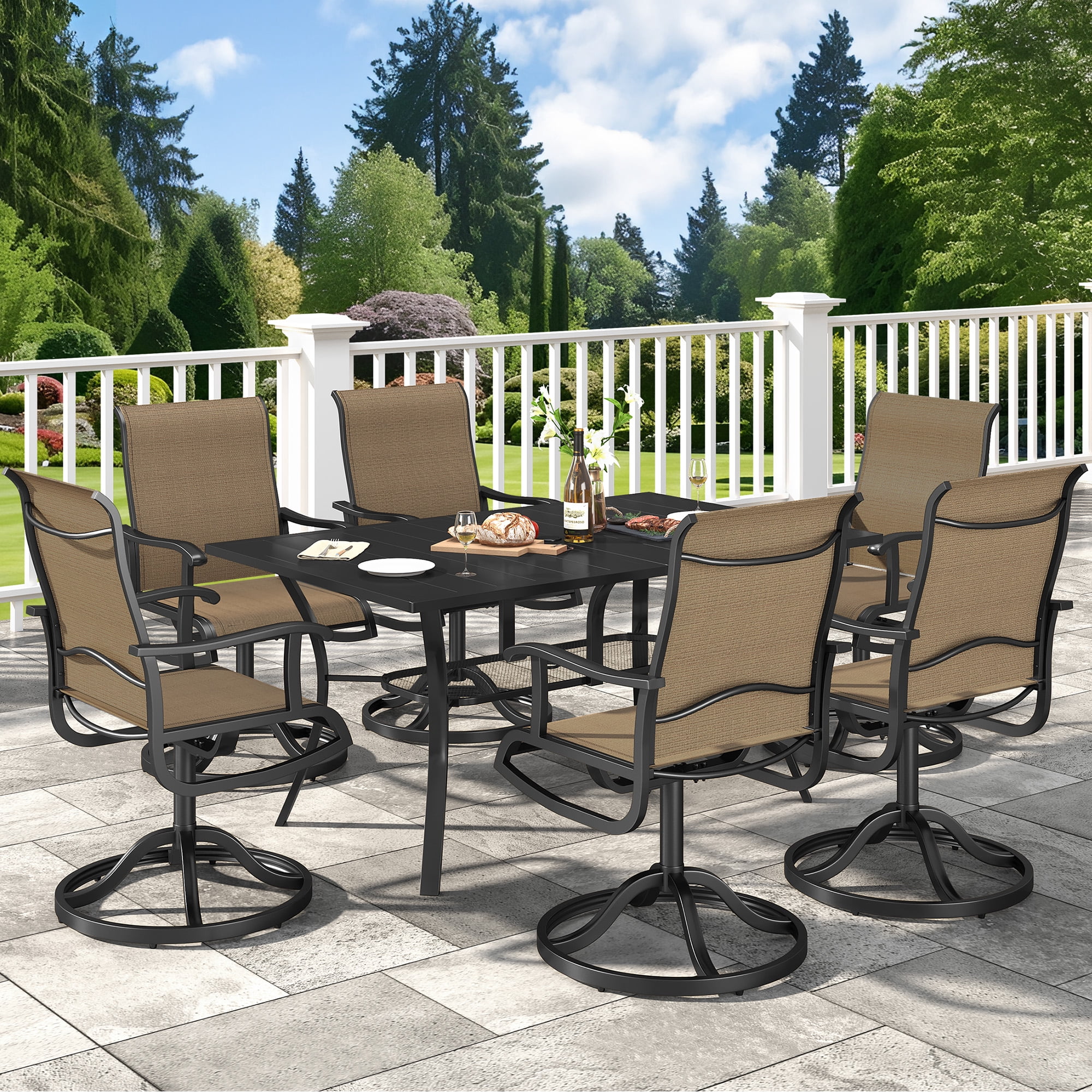 Dextrus Patio Dining Set, 7 Pcs Outdoor Patio Furniture Dining Set ...