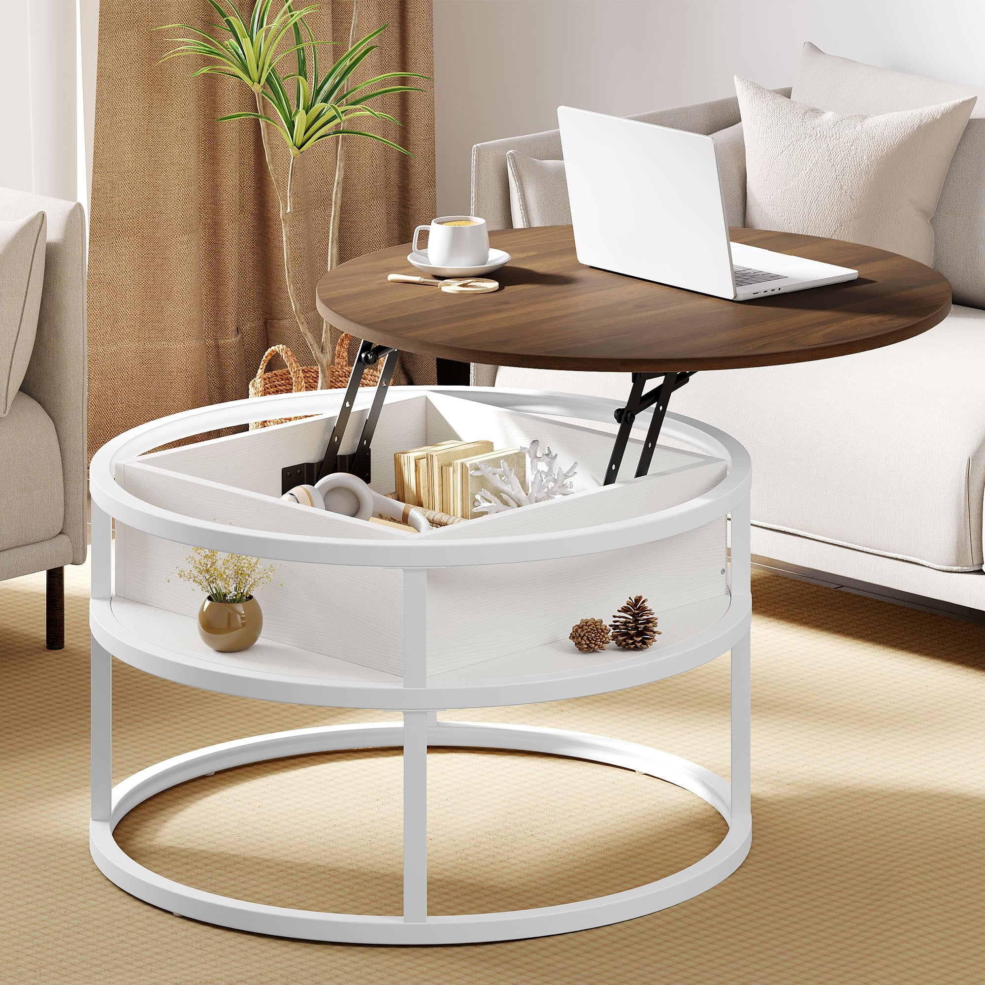 YITAHOME Round Lift Top Coffee Table, Coffee Tables for Living Room ...