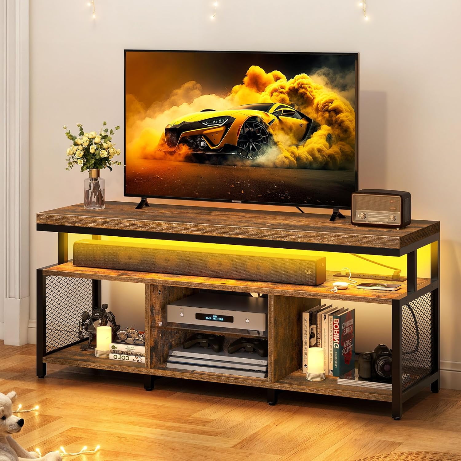 YITAHOME TV Stands for Living Room, Entertainment Center w/Power Outlets, Television Stands w ...