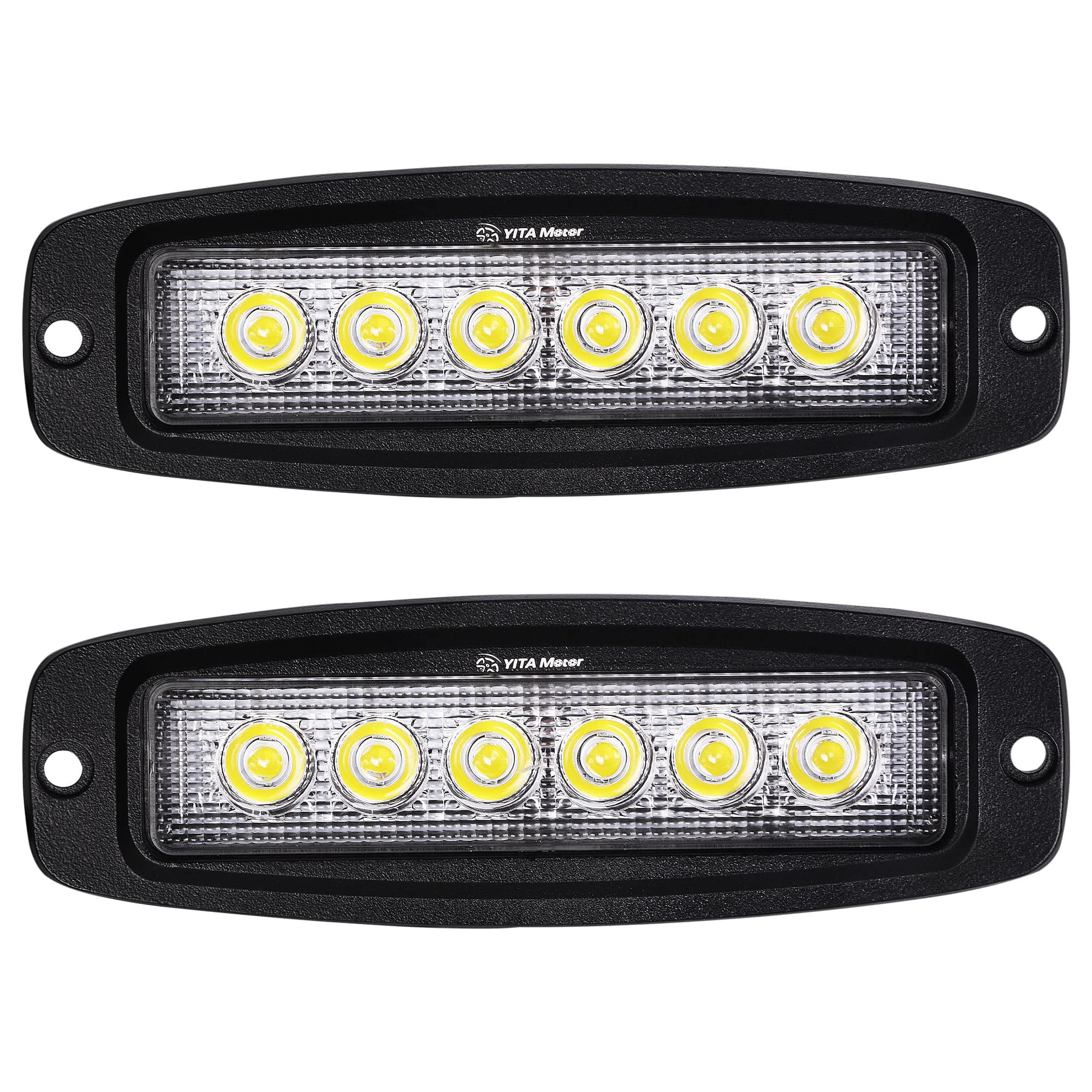 YITAMOTOR 2PC 7 Inch DHF10 Single Row LED Light Bright Flood Flush ...