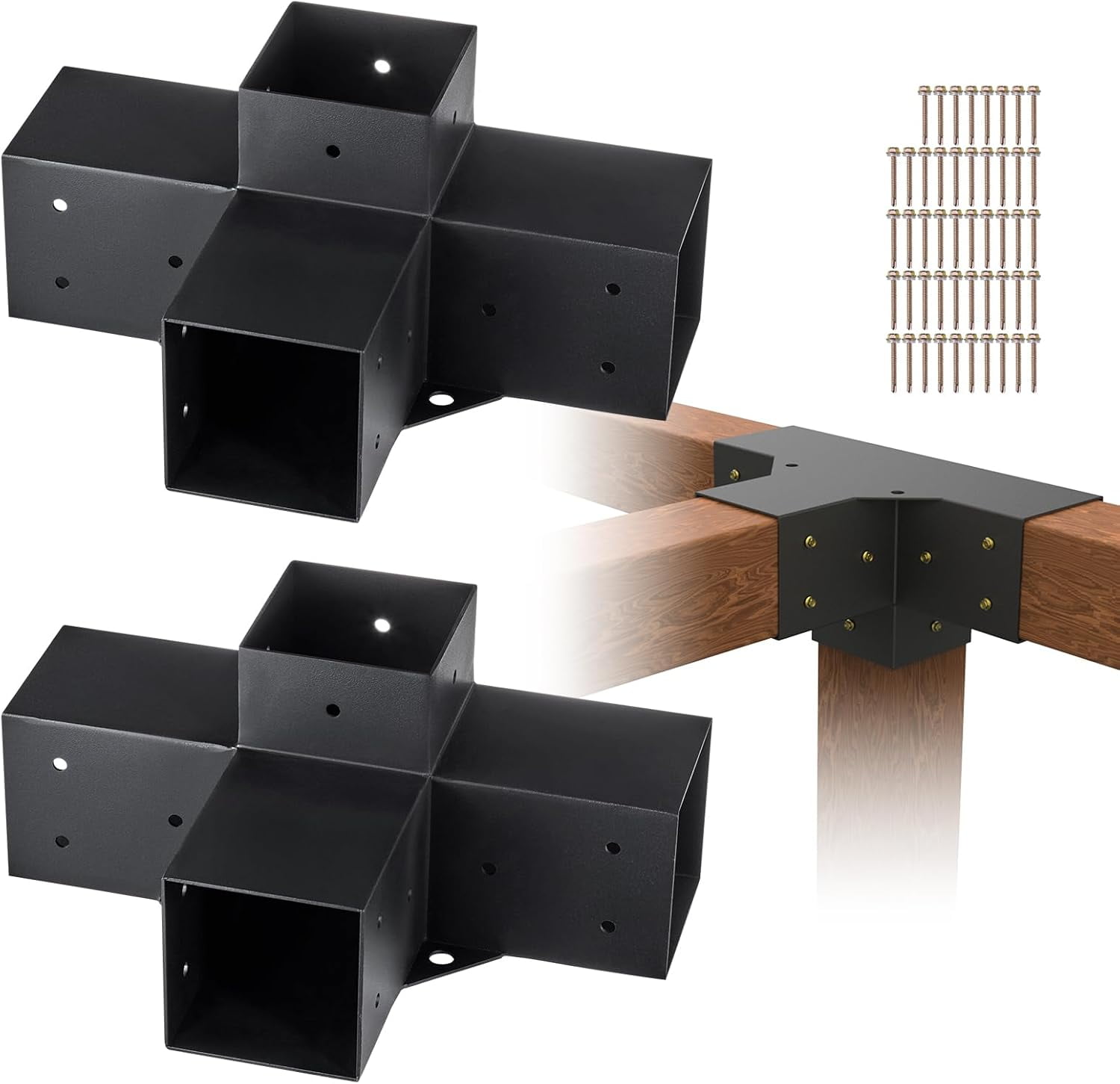 YITOR Pergola Bracket Kit 4''x4'', 4pcs 4-Way Heavy Duty Corner Bracket ...