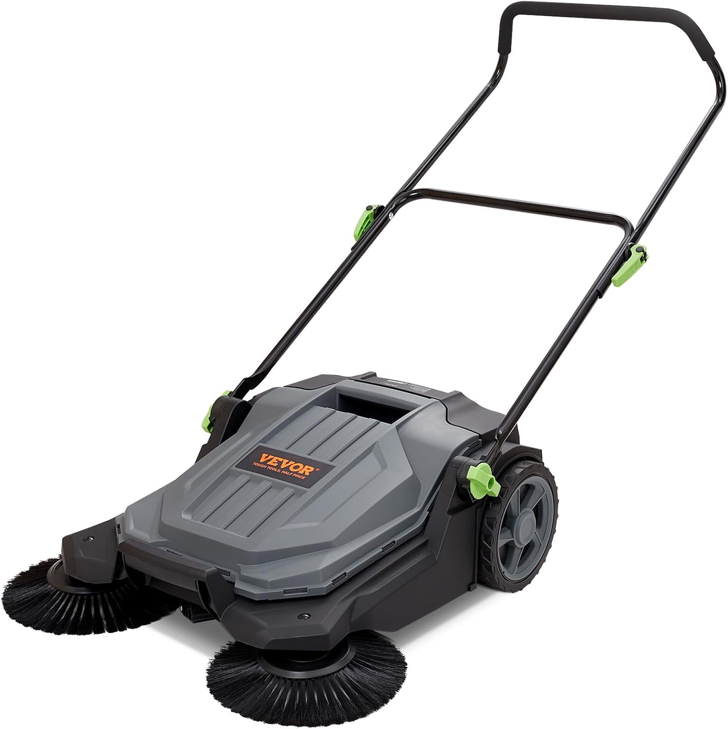 YITOR Walk-Behind Hand Push Floor Sweeper, 25.6" Sweeping Width Floor ...