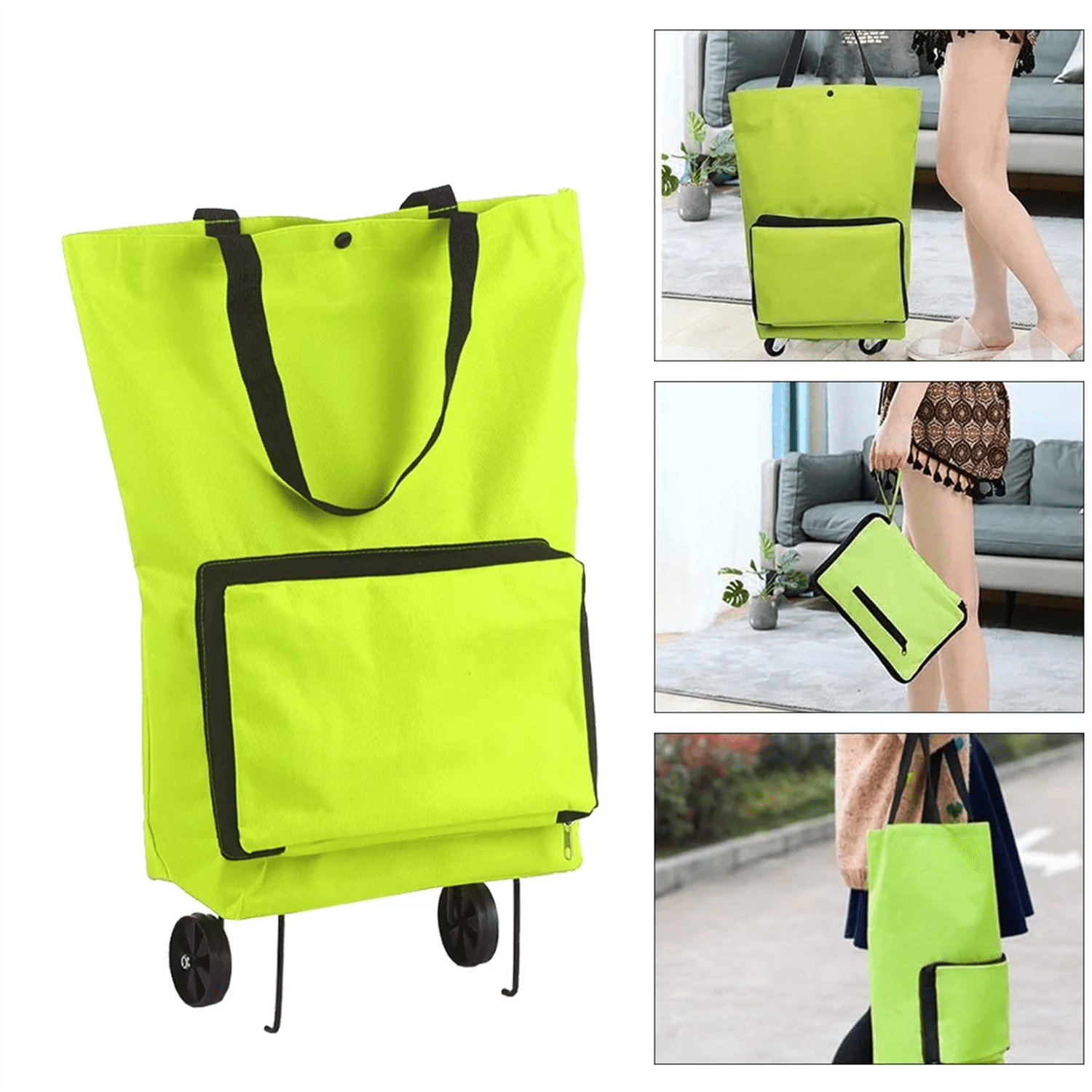 YITUMU Collapsible Trolley Bags, Folding Shopping Trolley Bag with Wheels, Foldable Shopping ...