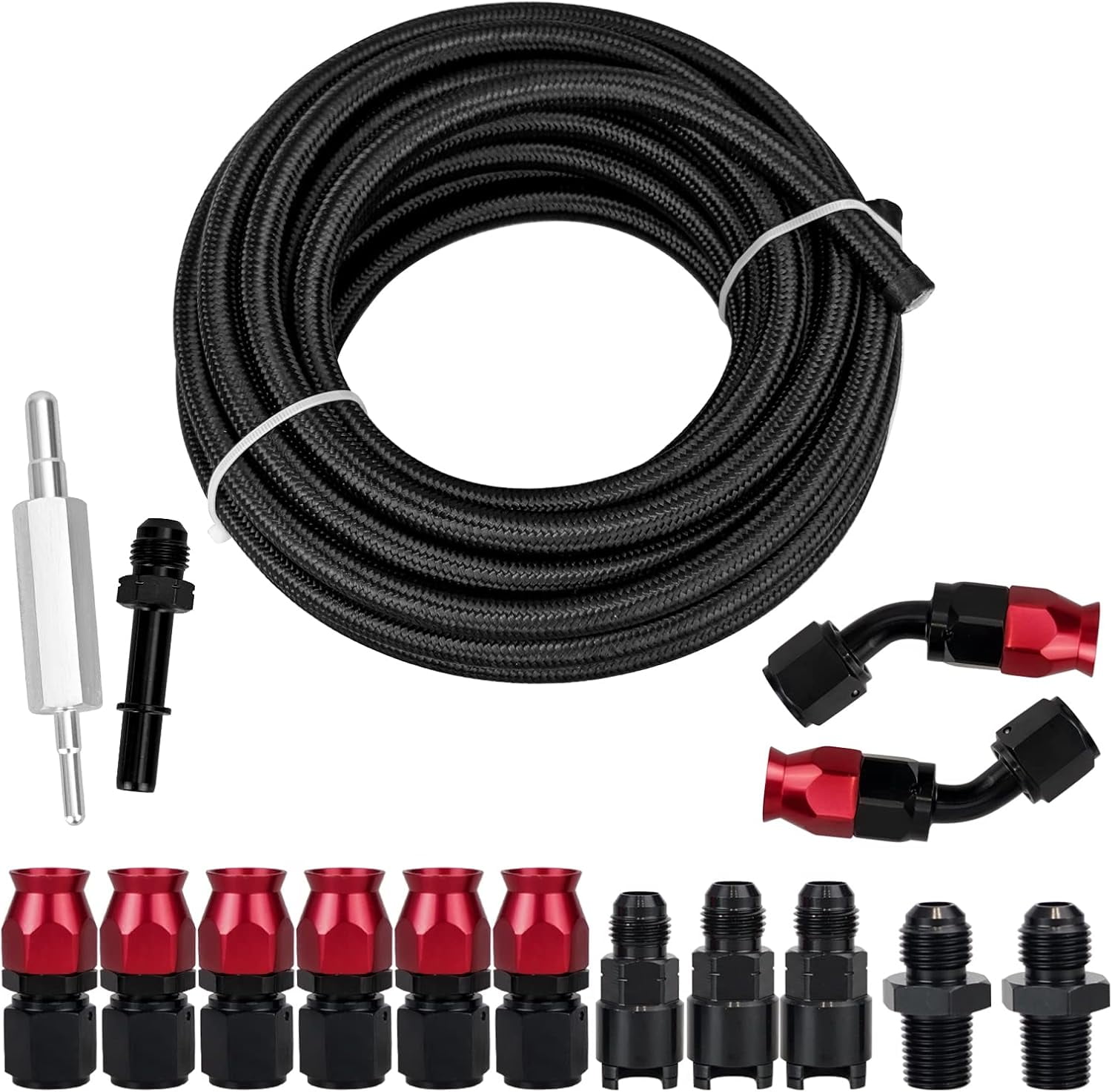 YIUIY 6AN 25F PTFE Fuel line Hose Kit,AN6 3/8" PTFE LS Swap EFI Fuel ...