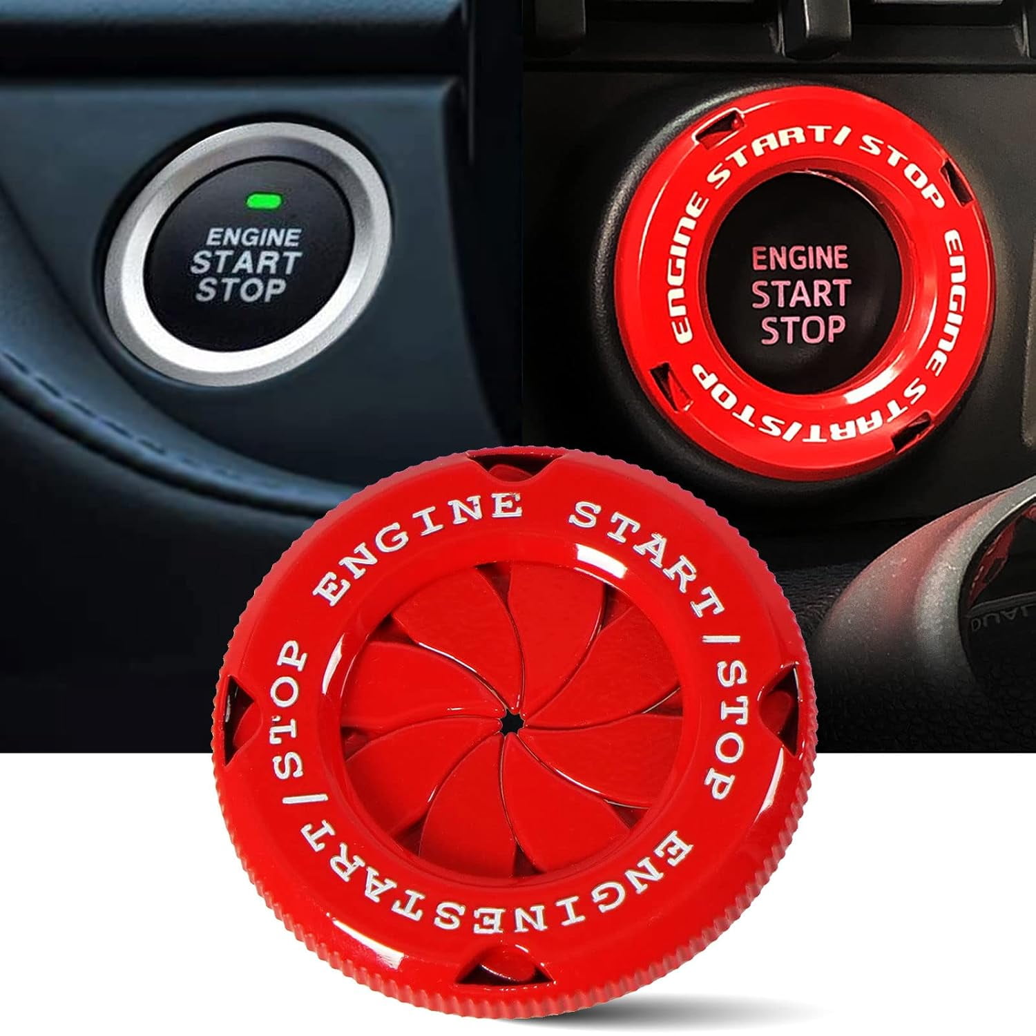 YIUIY Car Push Start Stop Button Cover, Rotary Push Start Button Cover ...