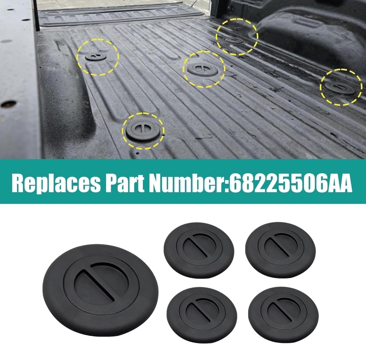 YIUIY Wheel/Gooseneck Bed Plug Cover Kit Mopar Fit For 2014-2019 Ram ...
