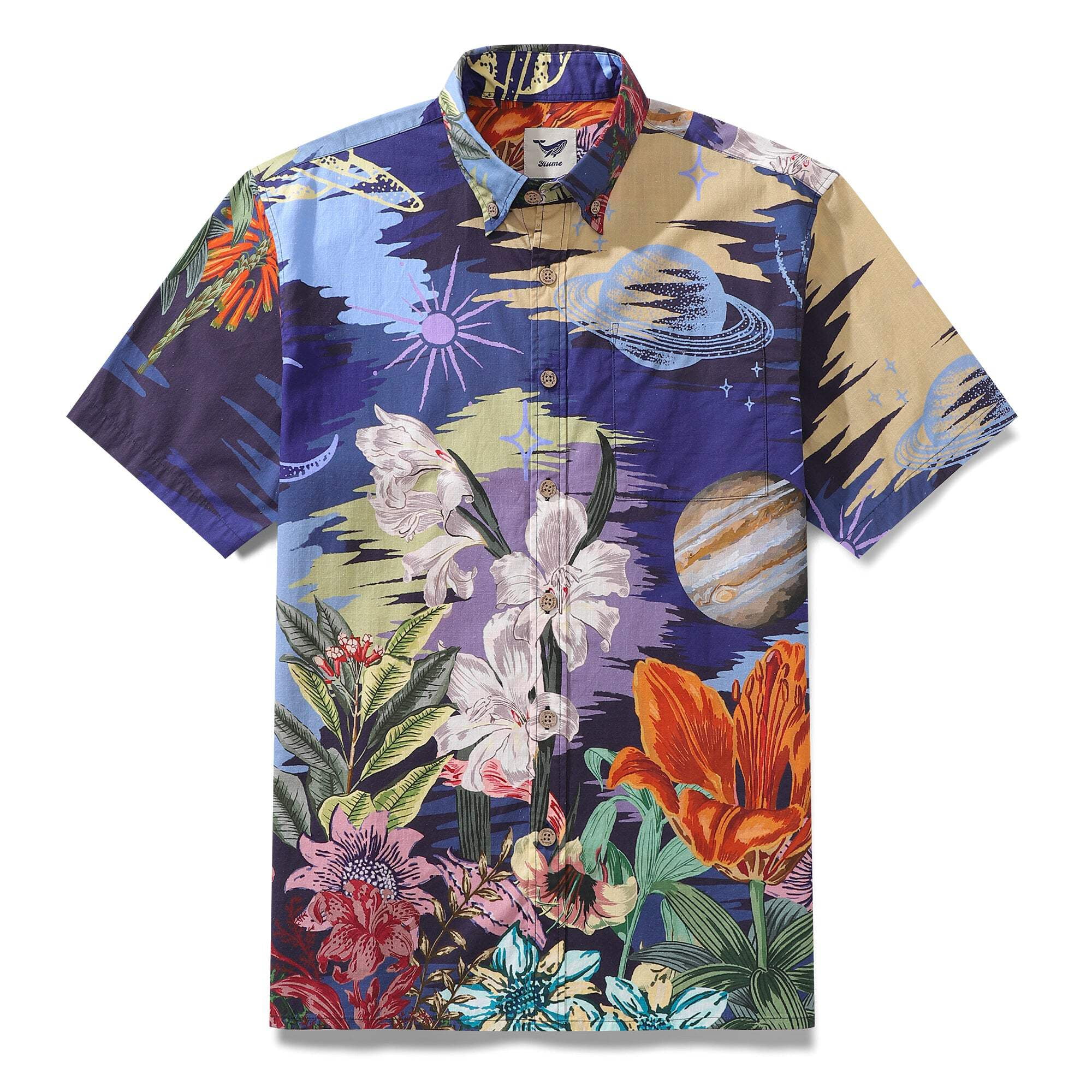 YIUME Men's Hawaiian Shirt 1950s Vintage Moonlight Sonata Print Short ...