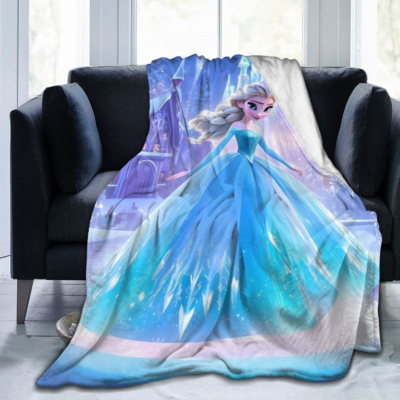 YIVIOYIL Cartoon Elsa Throw Blanket Soft Lightweight Cozy Flannel Warm Bed Blanket for Bedroom ...