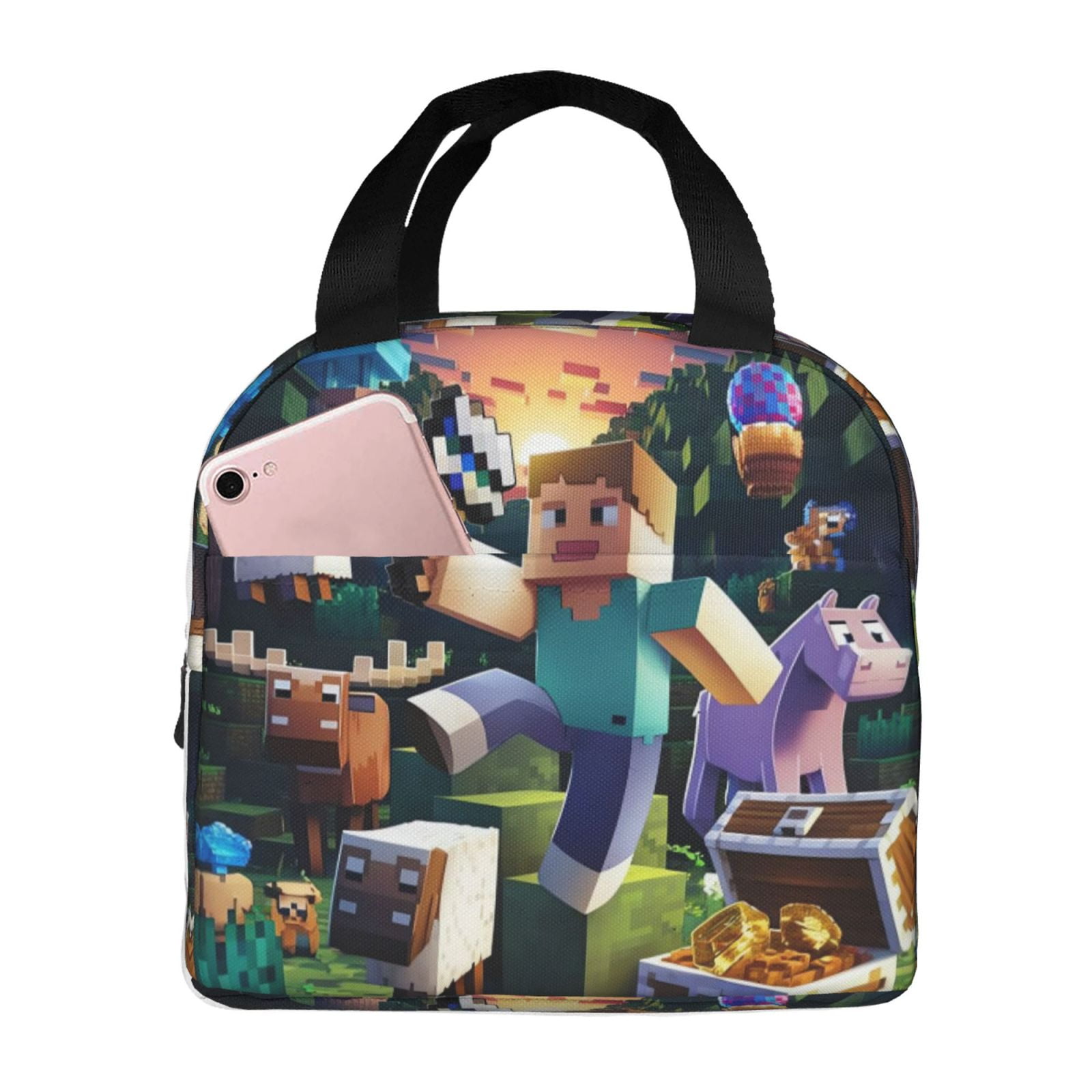 YIVIOYIL WMinecraft Lunch Box Reusable Insulated Lunch Bag– Oxford ...