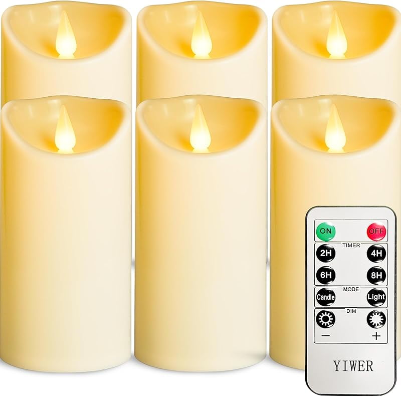 YIWER Flameless Plastic LED Candles,Pack of 2 Battery Operated ...