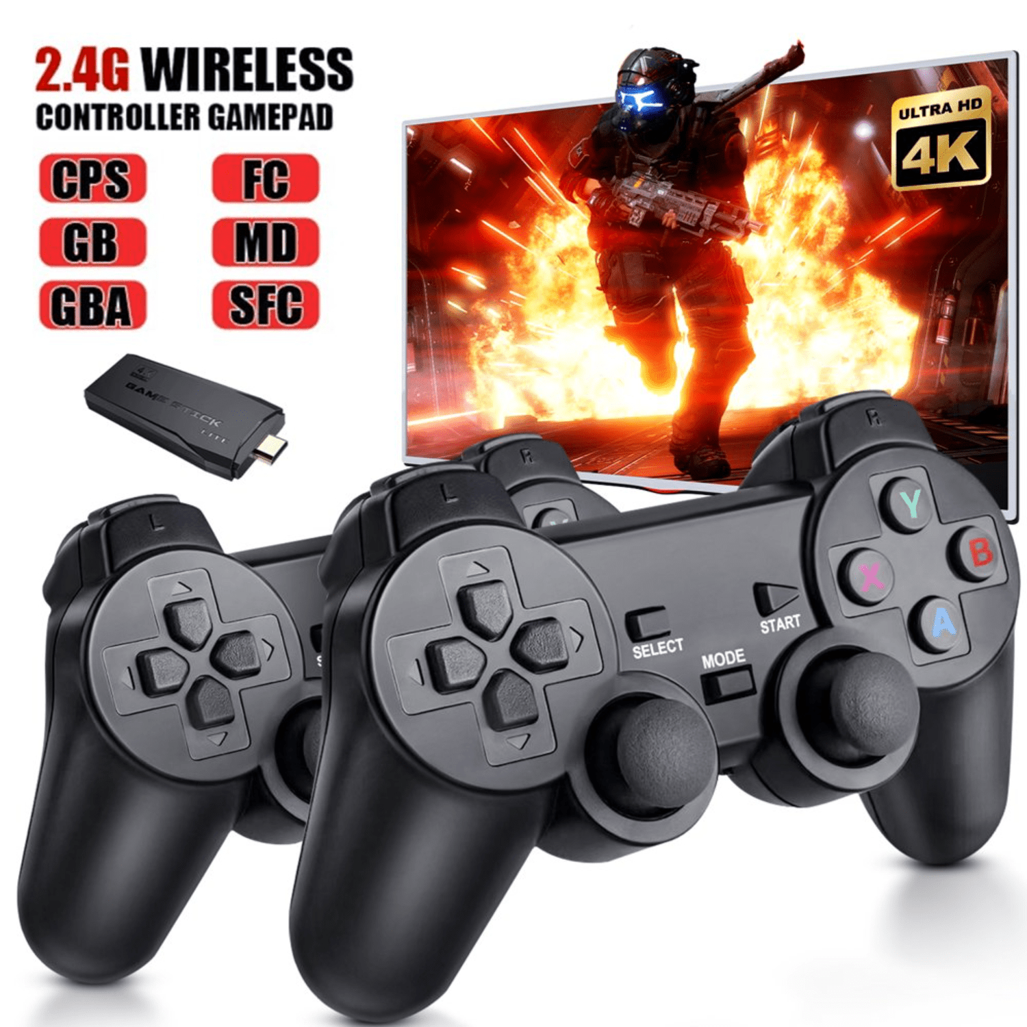 YIWUHOTXIAOHU Wireless 4K Gaming Console with 10888 Classic Arcade ...
