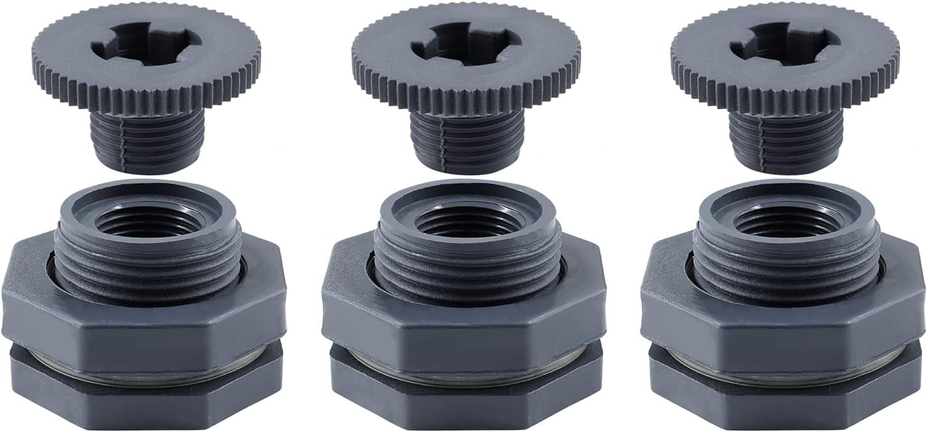 YIXIGCHEN 3 Pack 1/2" NPT Female PVC Bulkhead Fitting, Water Tank ...