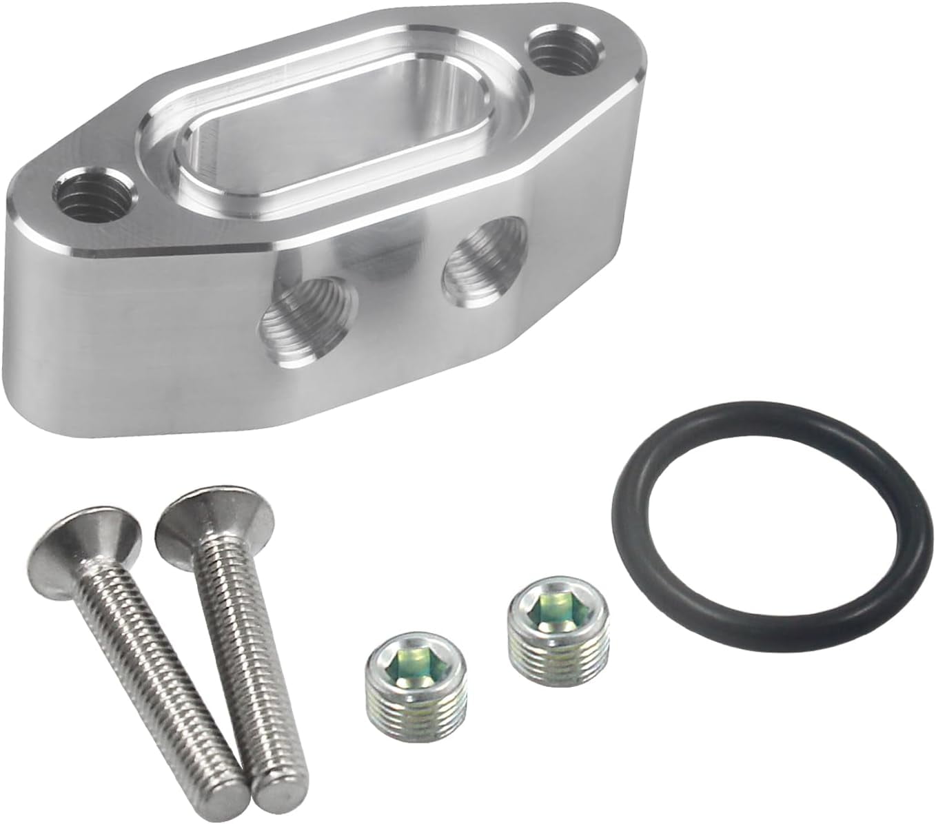 YIXIGCHEN Oil Feed Line Adapter Plate LS Twin Turbo Dual 90 Degree 1/8 ...