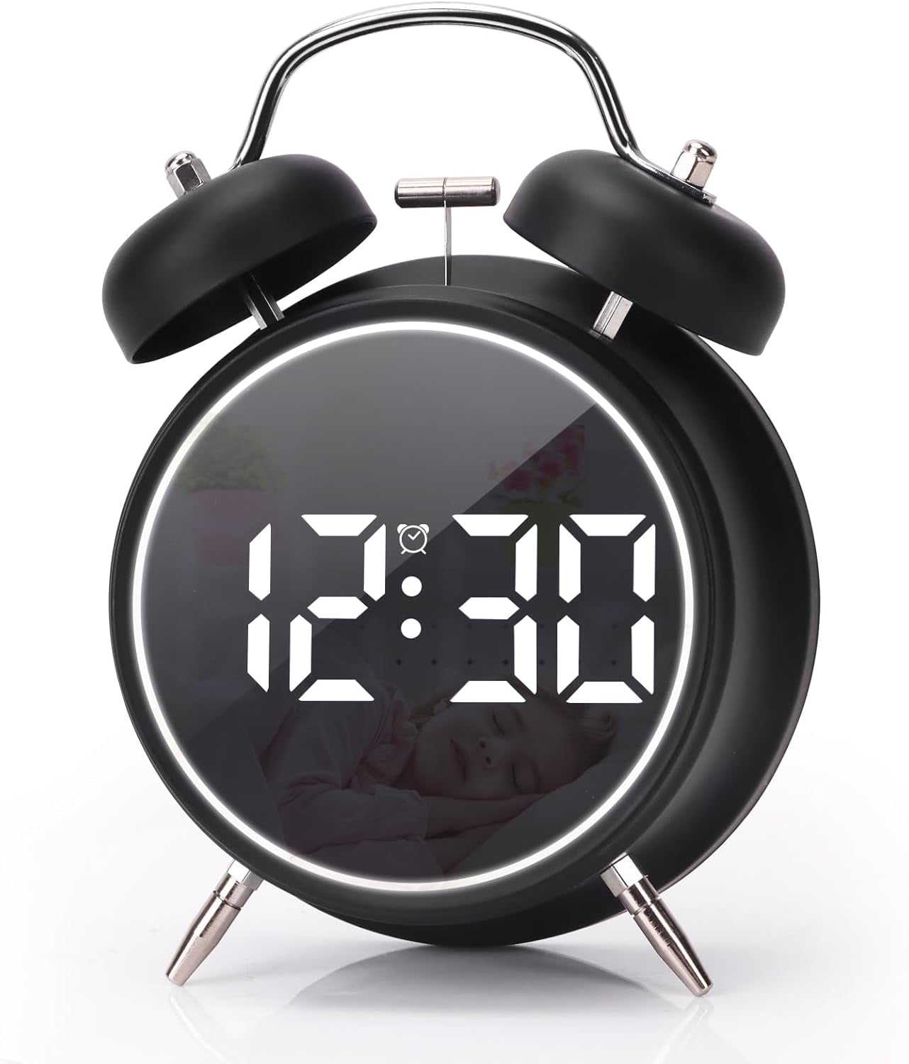 YIXINGCHEN Digital Small Alarm Clock, 4.5 Inch Double Bell Electronic ...