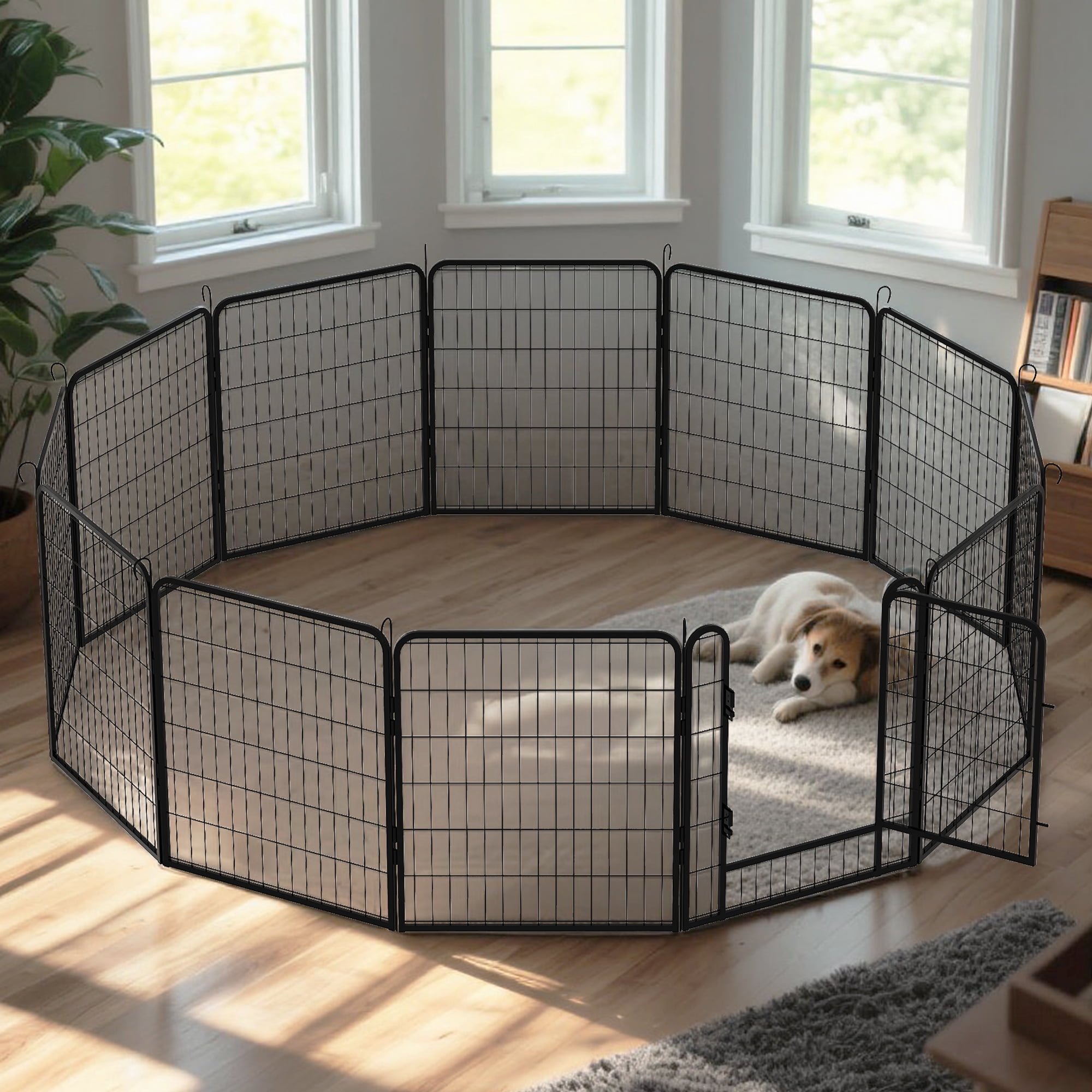 YIYADO 12 Piece Heavy Duty Metal Pen with Gate for Outdoor Pet Pen ...