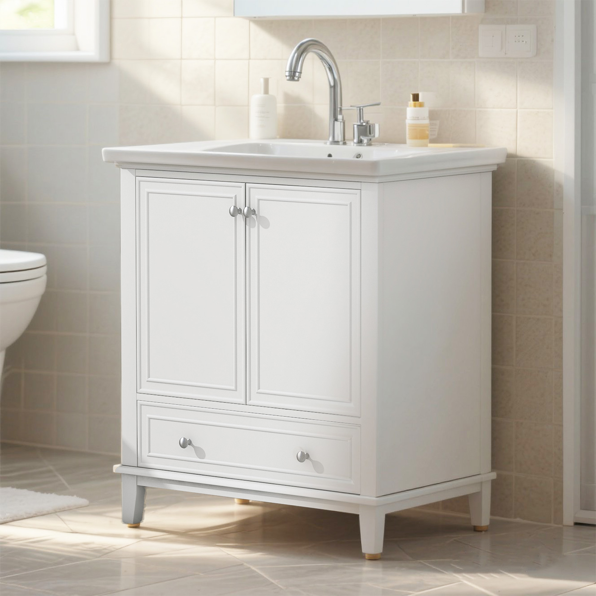 YIYADO 30-inch waterproof bathroom storage cabinet, multi-functional ...