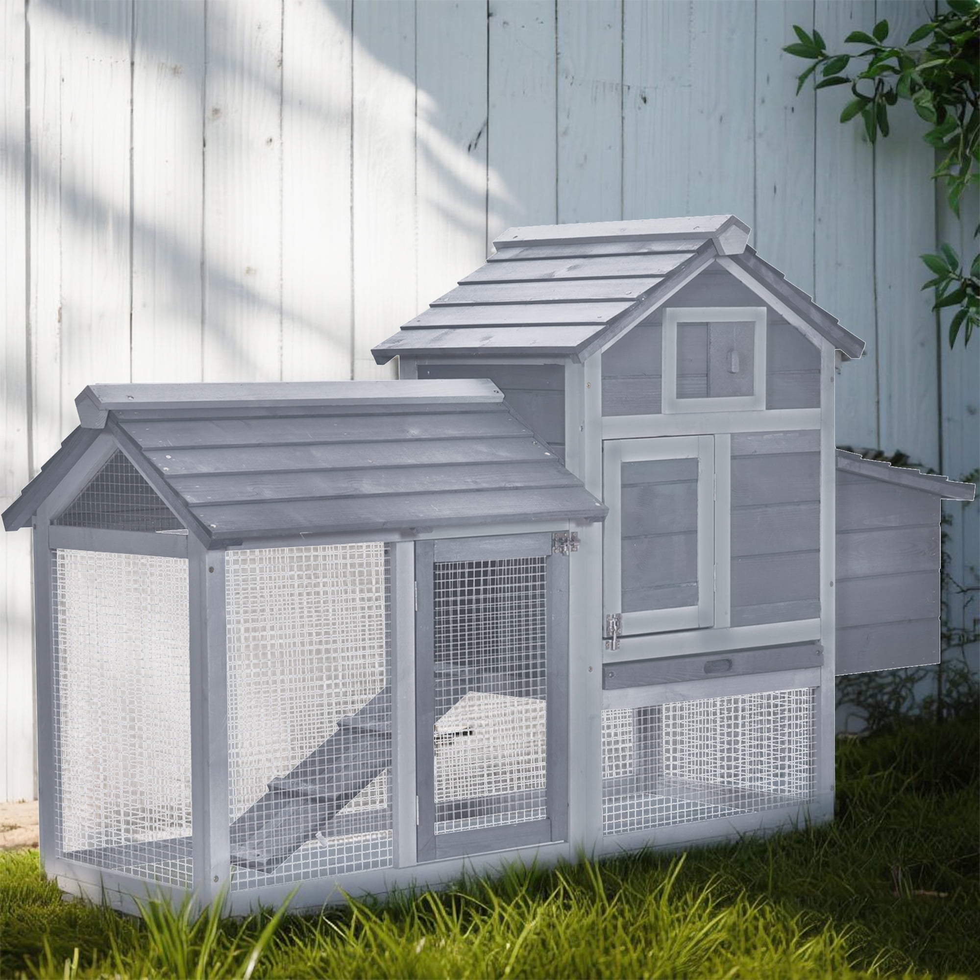 YIYADO 59" Small Wooden Cage, Chicken Coop with 2 Doors, Nesting Box ...