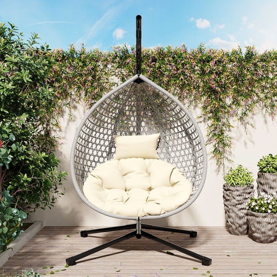 YIYADO Egg Chair with Stand, Sturdy Hammock Chair with Rattan Weaving ...