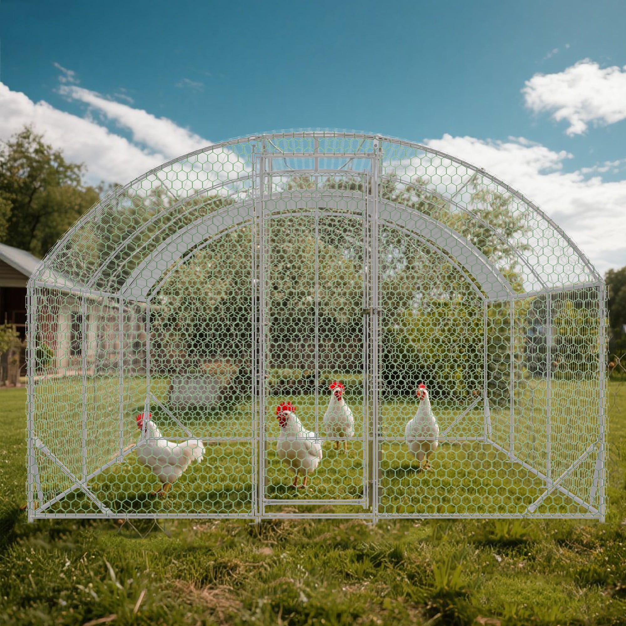 YIYADO Large Chicken Coop Metal Chicken Run with Waterproof and Anti-UV ...