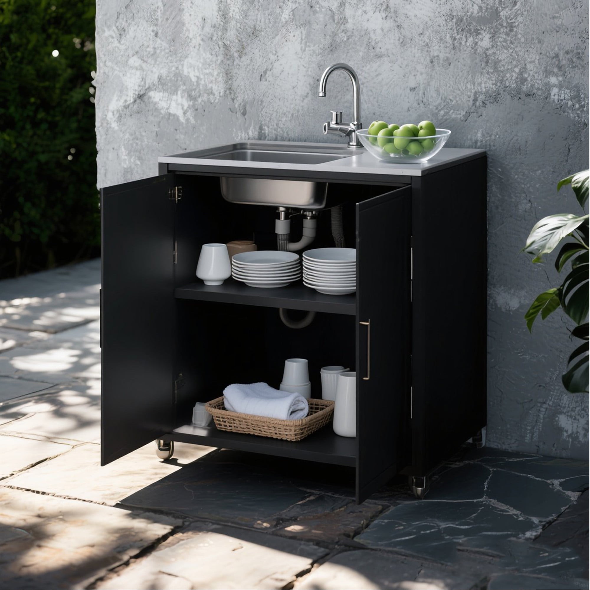 YIYADO Outdoor Portable Kitchen Sink, Outdoor Barbecue Cart Outdoor ...