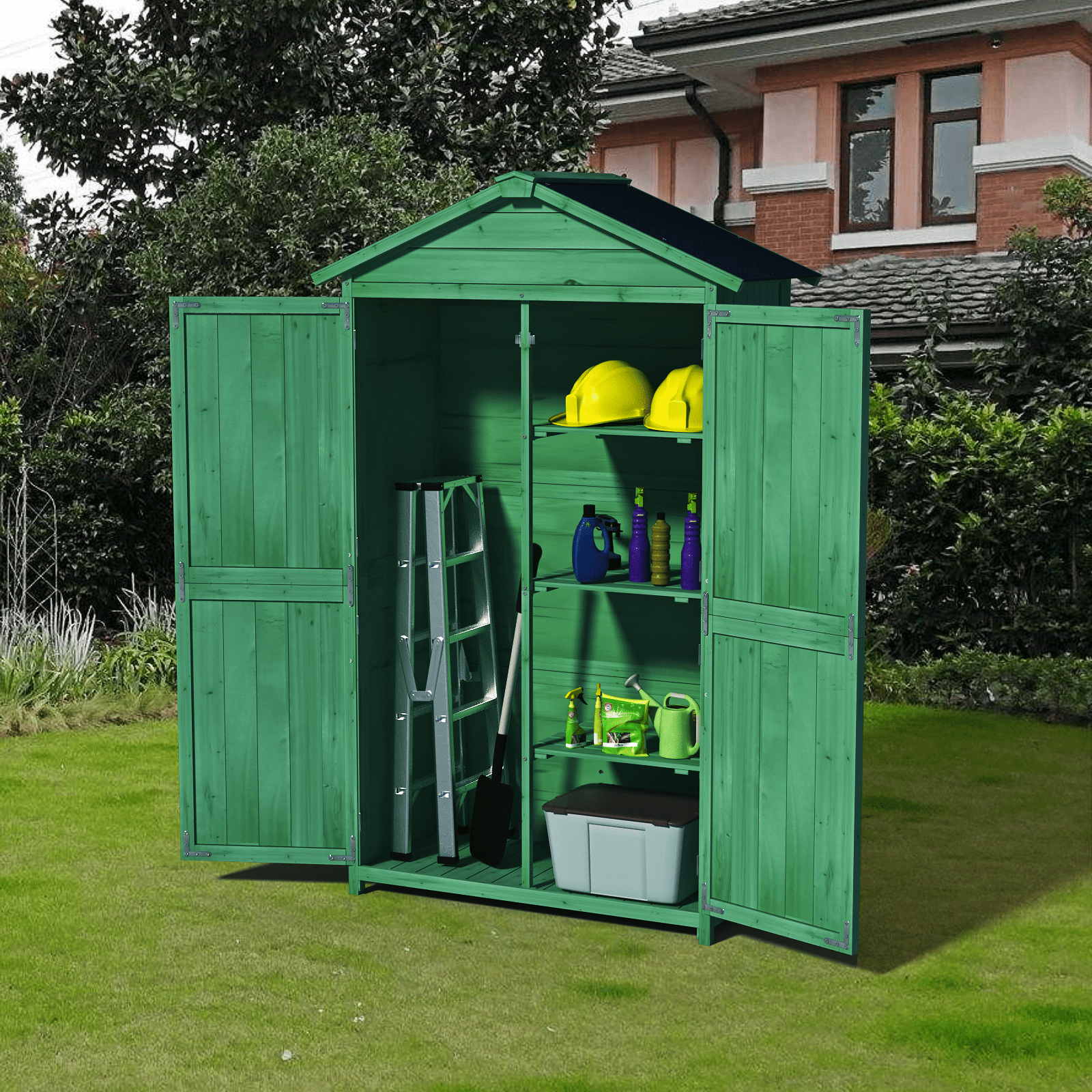 YIYADO Outdoor Storage Cabinet, Sloped Waterproof Asphalt Roof, Fir ...