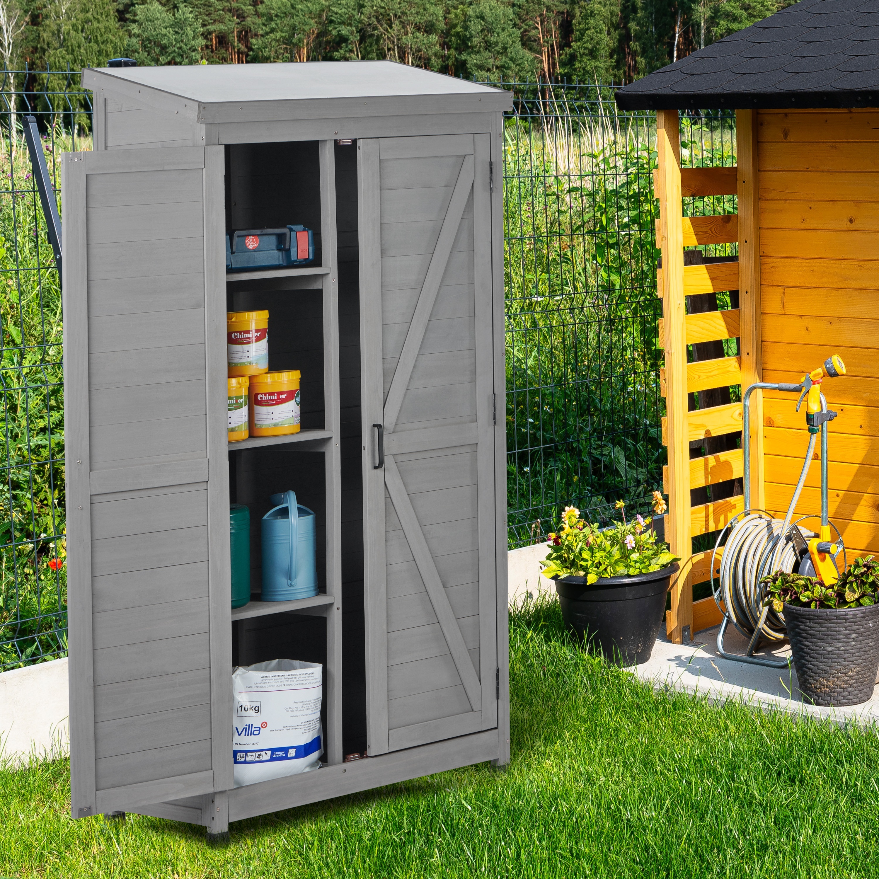 YIYADO Outdoor Storage Cabinet, Wooden High Shed, High Quality Cedar ...