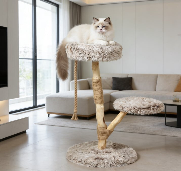 YIYADO Wooden Cat Tree, 35.4 Inch Cat Furniture Modern Cat Tower with ...