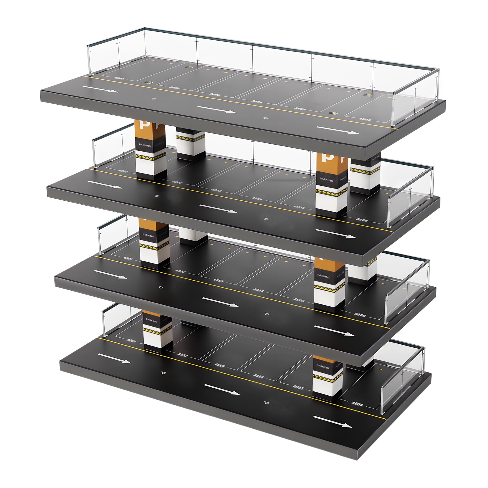 YIYIBYUS 1:64 Scale Diorama Car Parking 4-Story Parking Display Case Open Air Design Car Garage ...