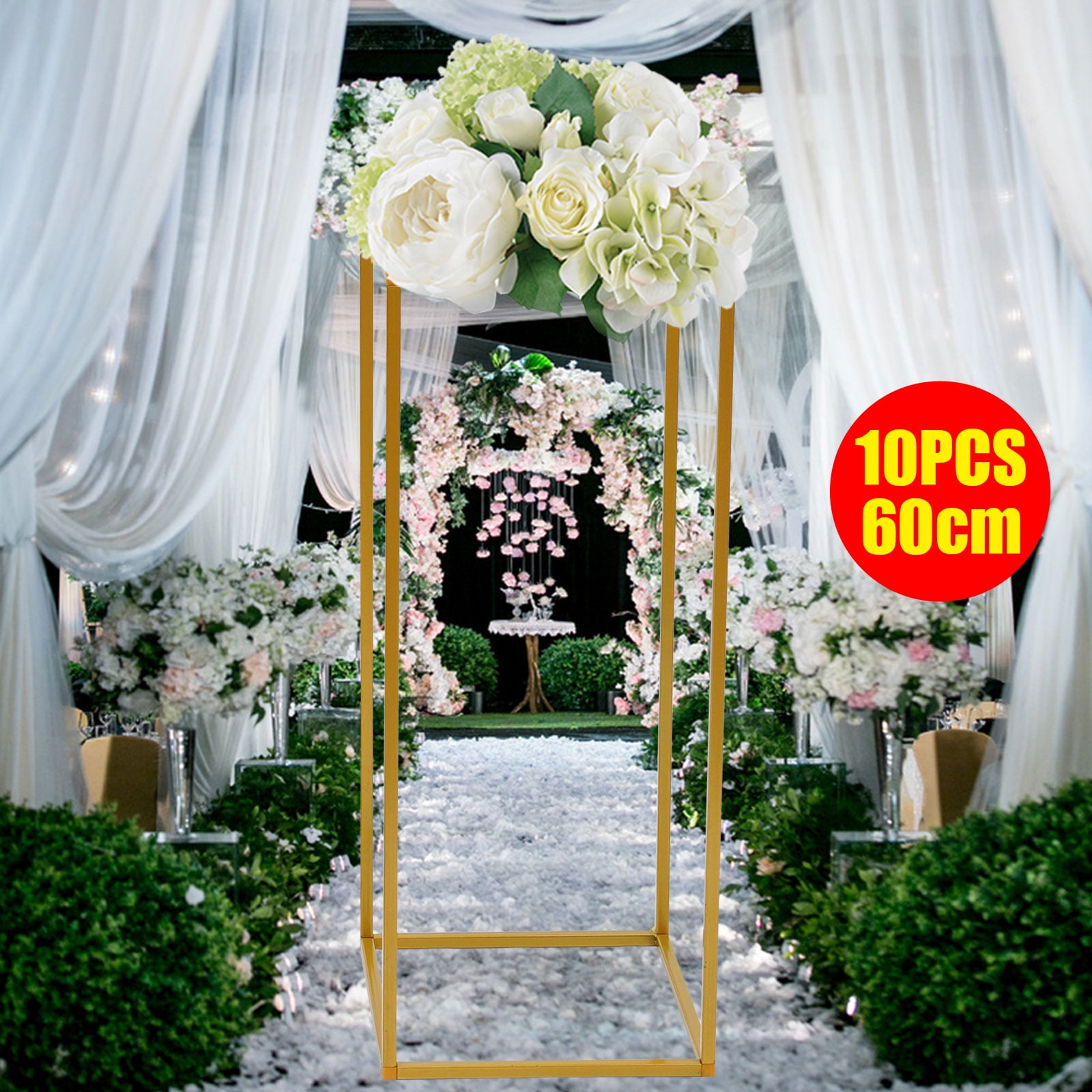 YIYIBYUS 10Pcs Wedding Flower Stand Gold Geometric Metal Flower Vase ...