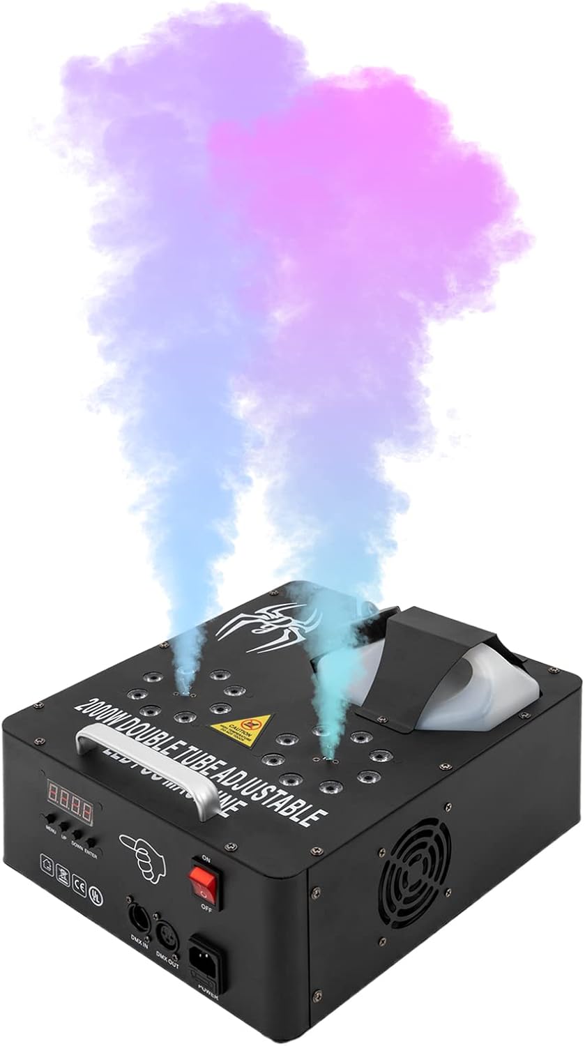 YIYIBYUS 110V 2000W Stage Fog Machine, DMX RGB 3 in1 16 LED Smoke ...