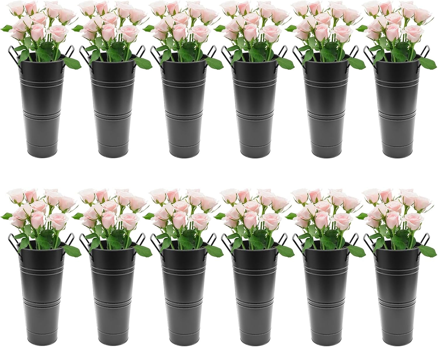 YIYIBYUS 12 Pcs Galvanized Flower Bucket 24 Pcs Metal Vases Galvanized ...