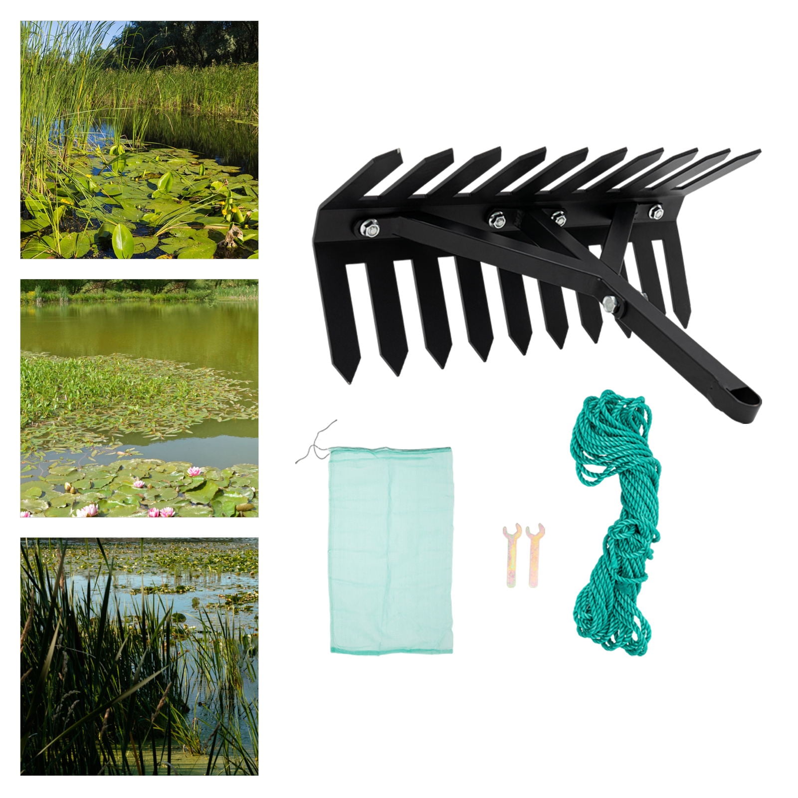YIYIBYUS 16 Inch Lake/Pond Rake, Double Sided Weed Rake Weed & Grass ...