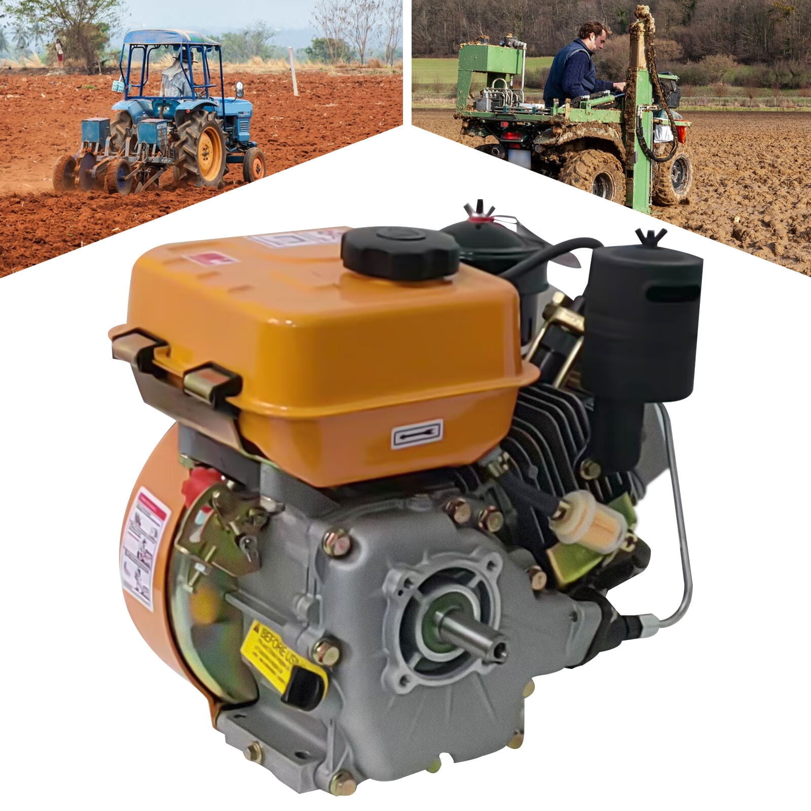 YIYIBYUS 196CC Diesel Engine 3HP 4 Stroke Single Cylinder Air Cooling ...