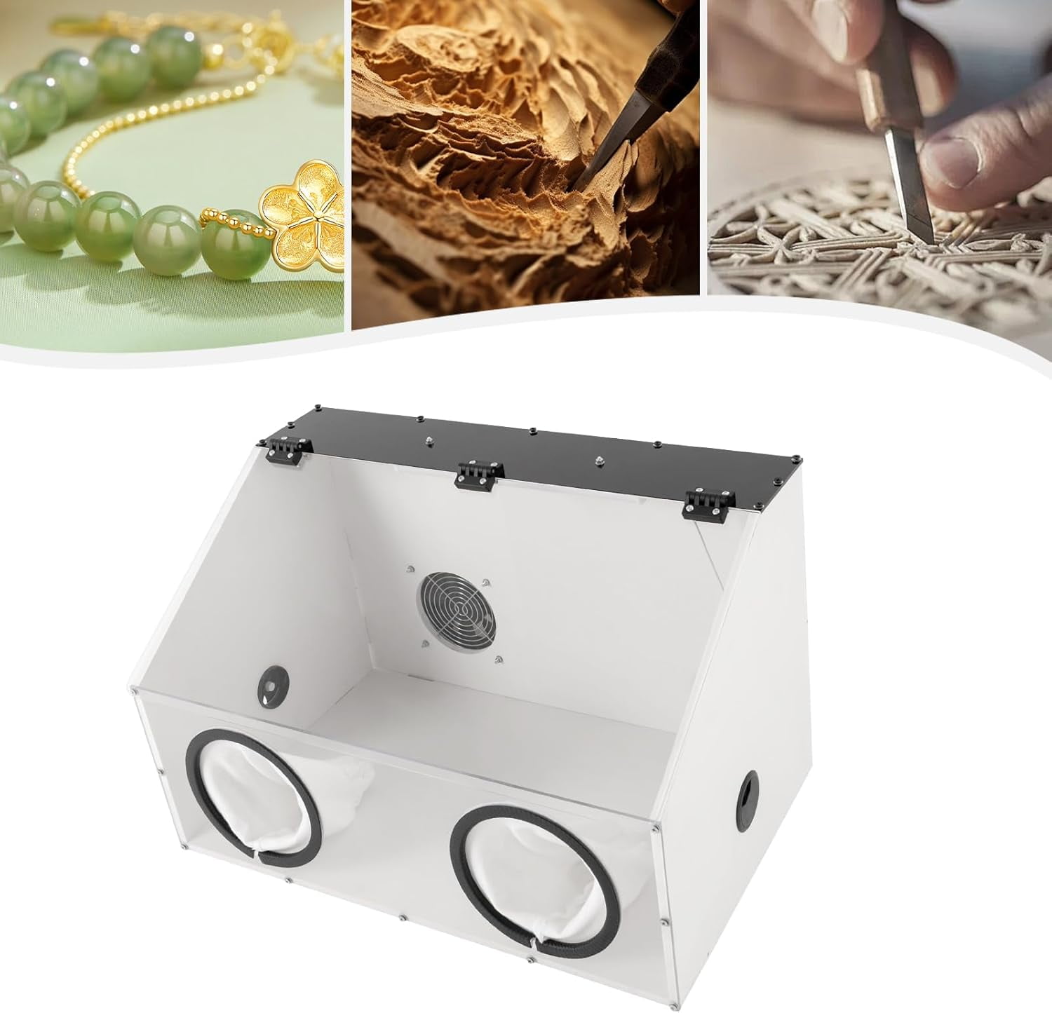 YIYIBYUS 2 Holes Dust Cover Box, Fully Enclosed Electric Grinding Table ...