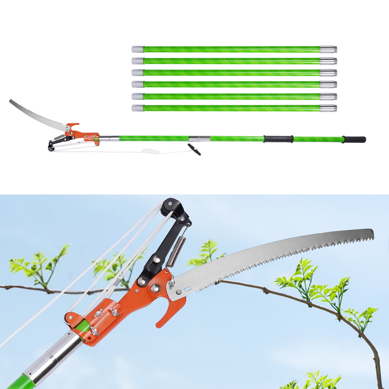YIYIBYUS 26ft Tree Trimmer Manual Pole Pruner Tree Branch Cutter Set Hand Pole Saws Garden ...