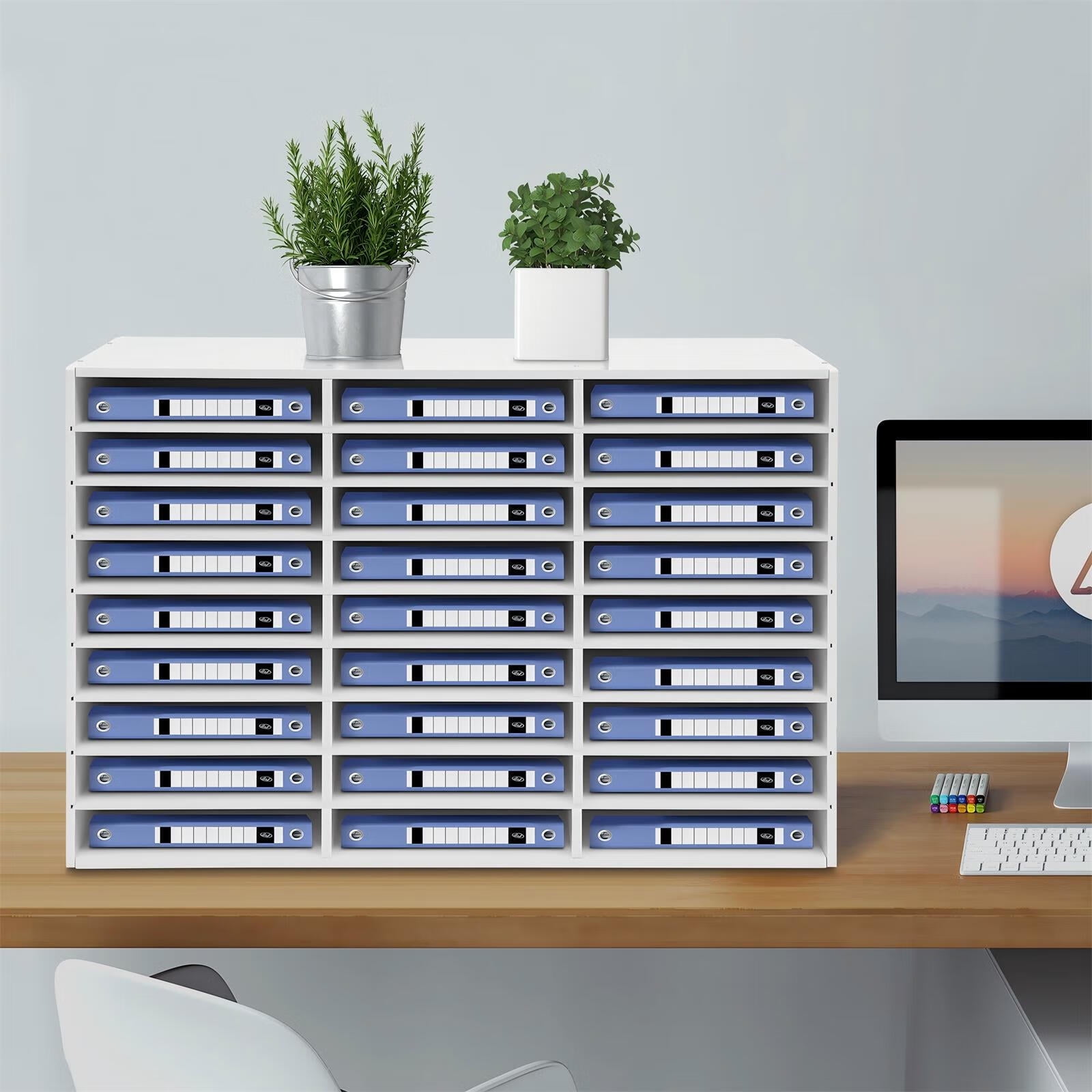 YIYIBYUS 27 Slots PVC Literature Organizer Movable Shelves Office ...