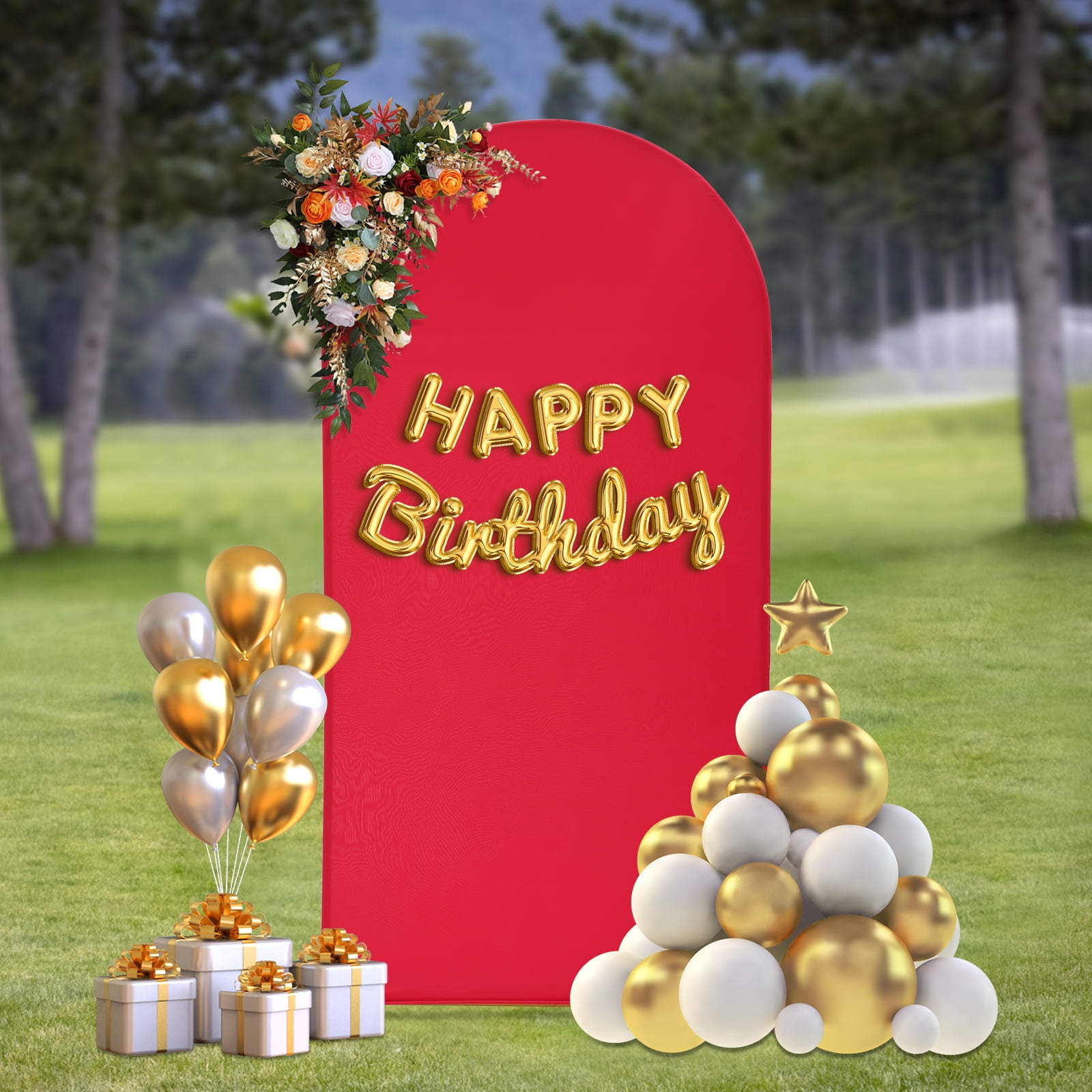 YIYIBYUS 3.28x6.56ft Metal Balloon Arch Stand Wedding Backdrop Garden ...