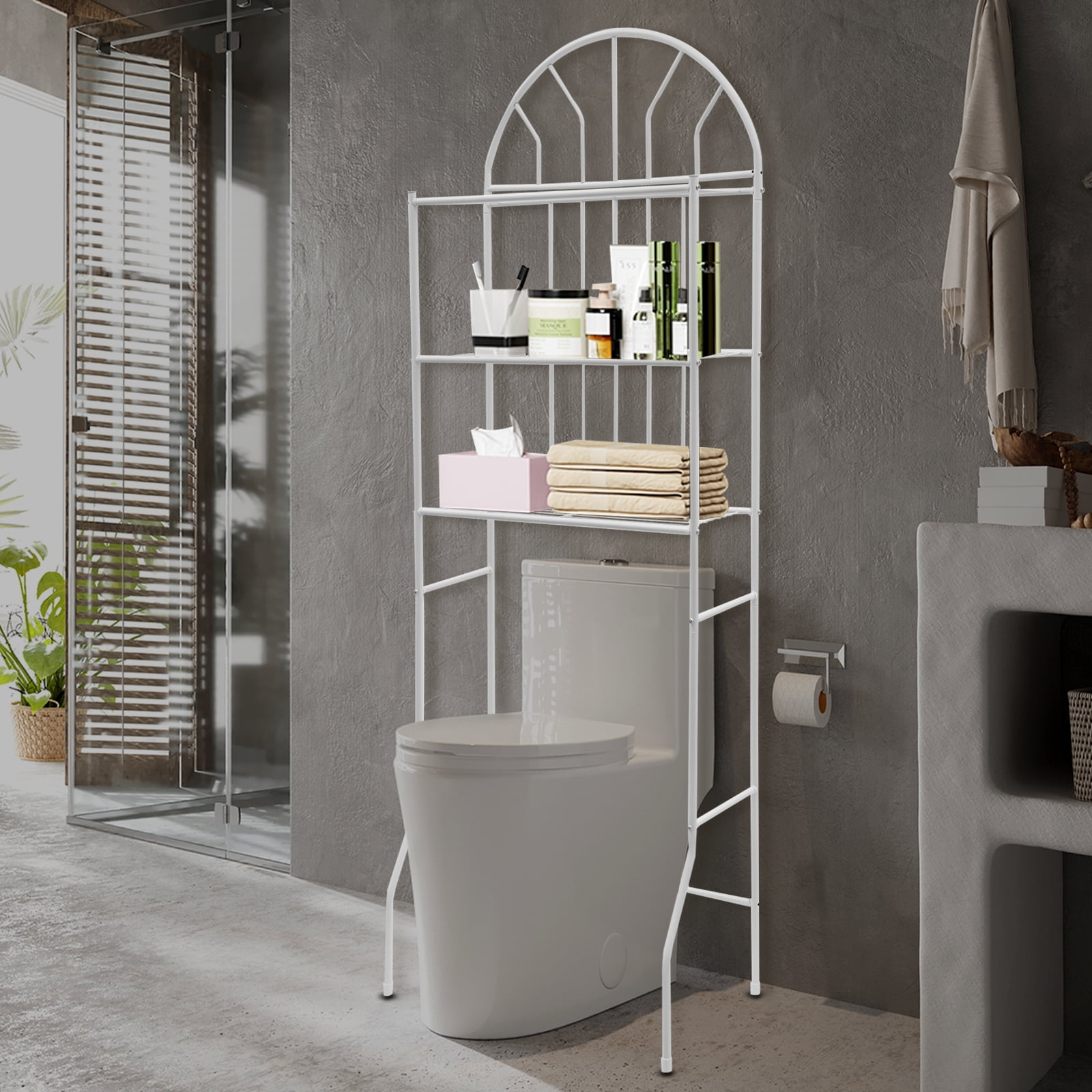 YIYIBYUS 3-Tier Bathroom Storage Organizer Freestanding Corner Stand ...