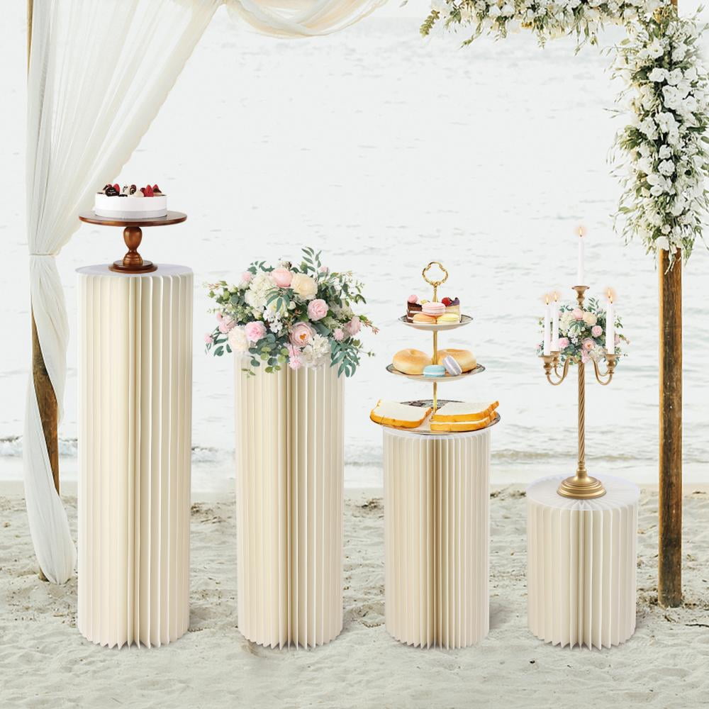 YIYIBYUS 4 Pcs Wedding Flowers Stand Foldable Cardboard Centerpiece ...