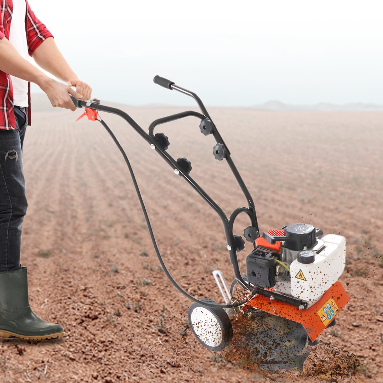 YIYIBYUS 43CC 2-Stroke Garden Tiller Gas Powered Tiller Cultivator 2 ...