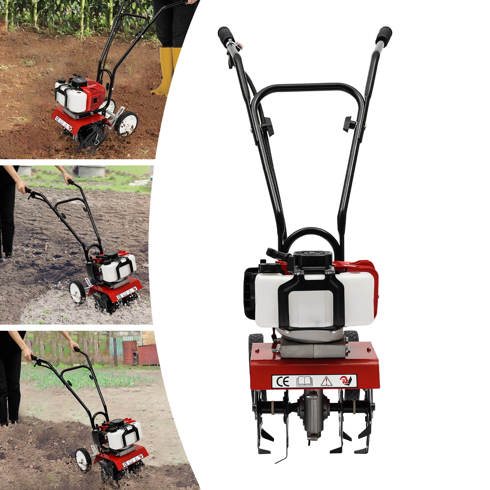 YIYIBYUS Handheld 52CC Mini Garden Tiller Cultivator, 2 Stroke Gas ...