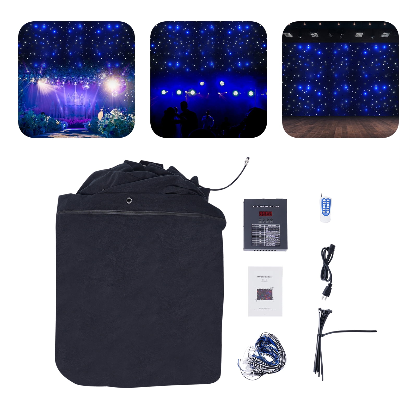 YIYIBYUS 6×3M Stage Star LED Backdrop 360 LED Beads Lighted Stage ...