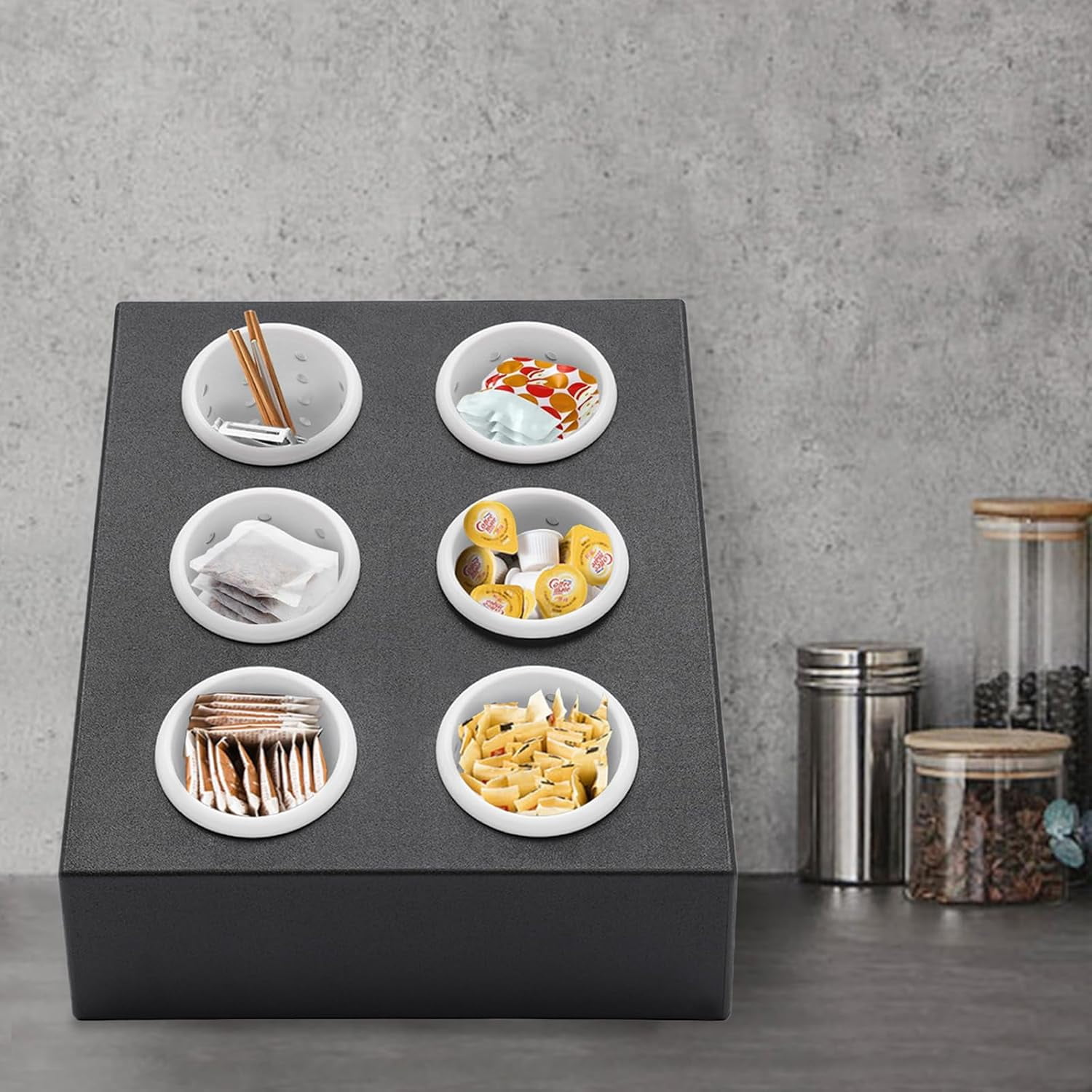 YIYIBYUS 6-Hole Black Flatware Holder Commercial Stainless Steel ...