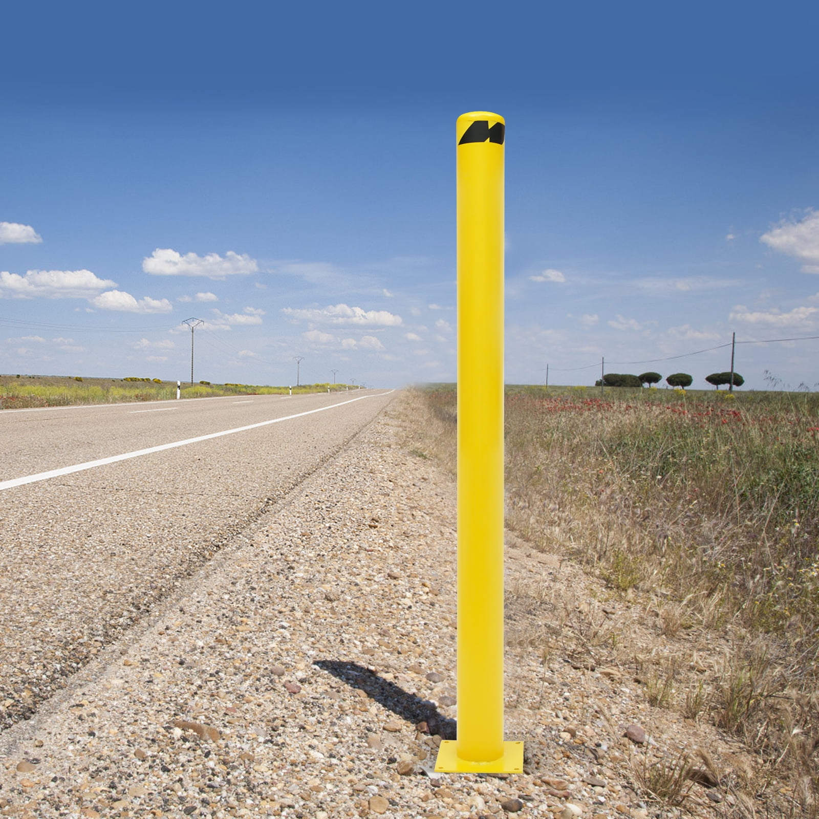 YIYIBYUS 60in X 4.5in Industrial Yellow Powder Coated Steel Bollards ...