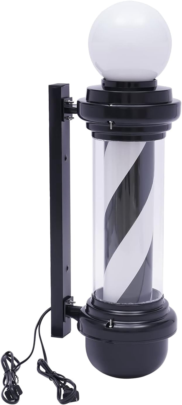 YIYIBYUS Barber Pole Black White LED Light, Outdoor Barber Shop ...