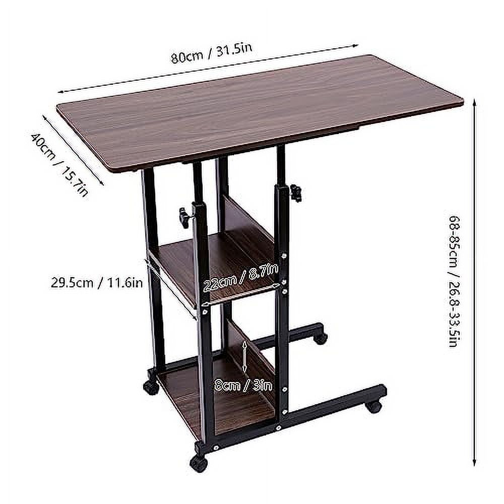 YIYIBYUS C Shaped Snack Side Table with Storage, Height Adjustable Sofa ...