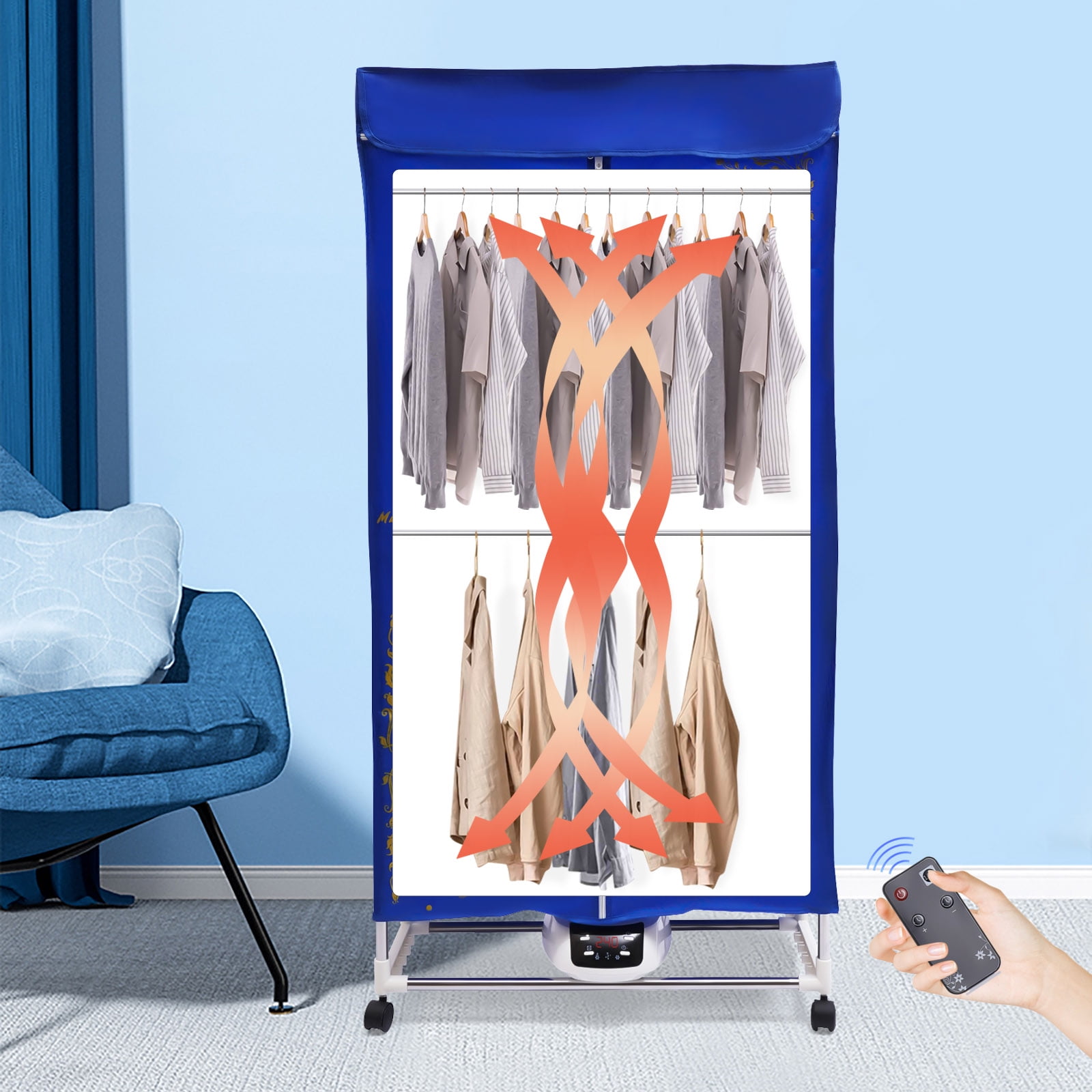 YIYIBYUS Portable Laundry Clothes Dryer, Folding Remote Control ...